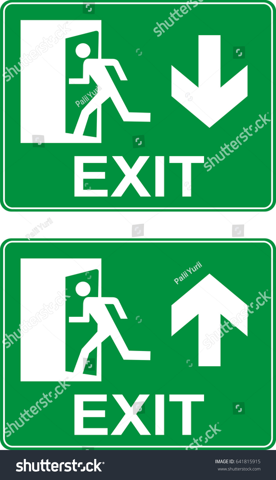 Emergency Exit Down Signs Vector Stock Vector (Royalty Free) 641815915