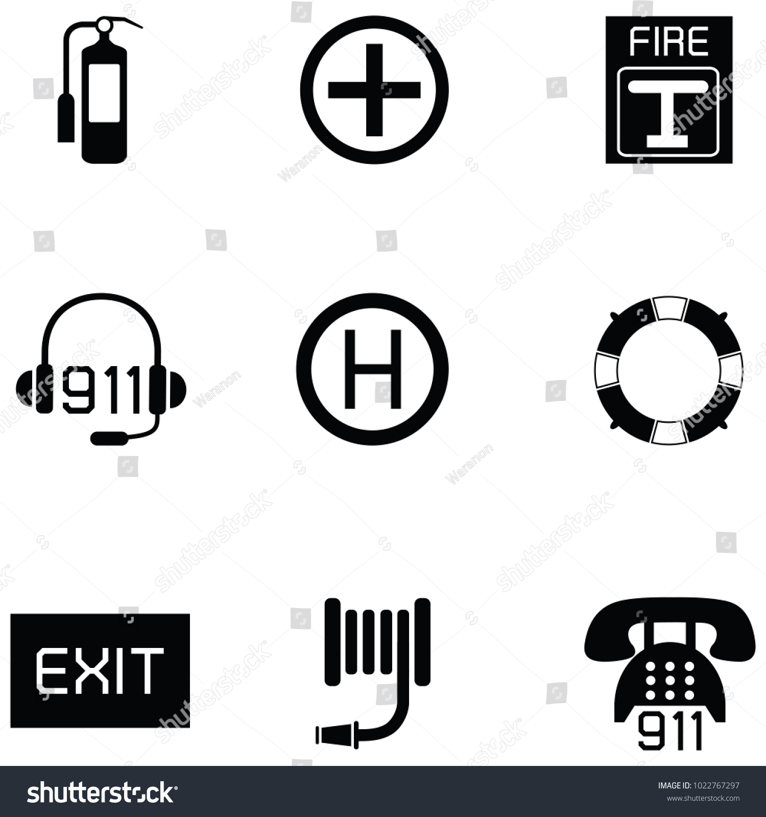 Emergency Icon Set Stock Vector (Royalty Free) 1022767297 | Shutterstock