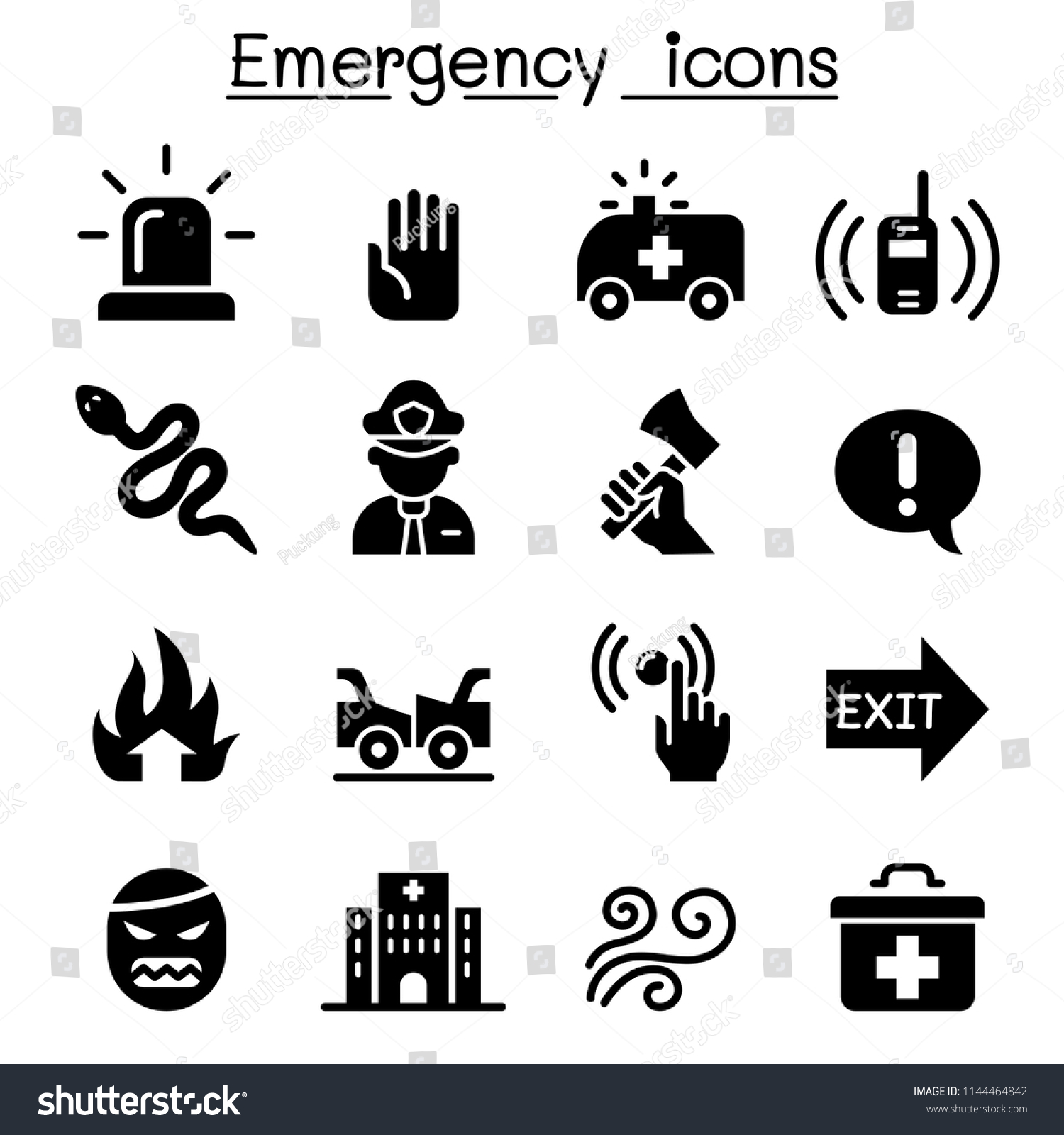 Emergency Icon Set Stock Vector (Royalty Free) 1144464842 | Shutterstock