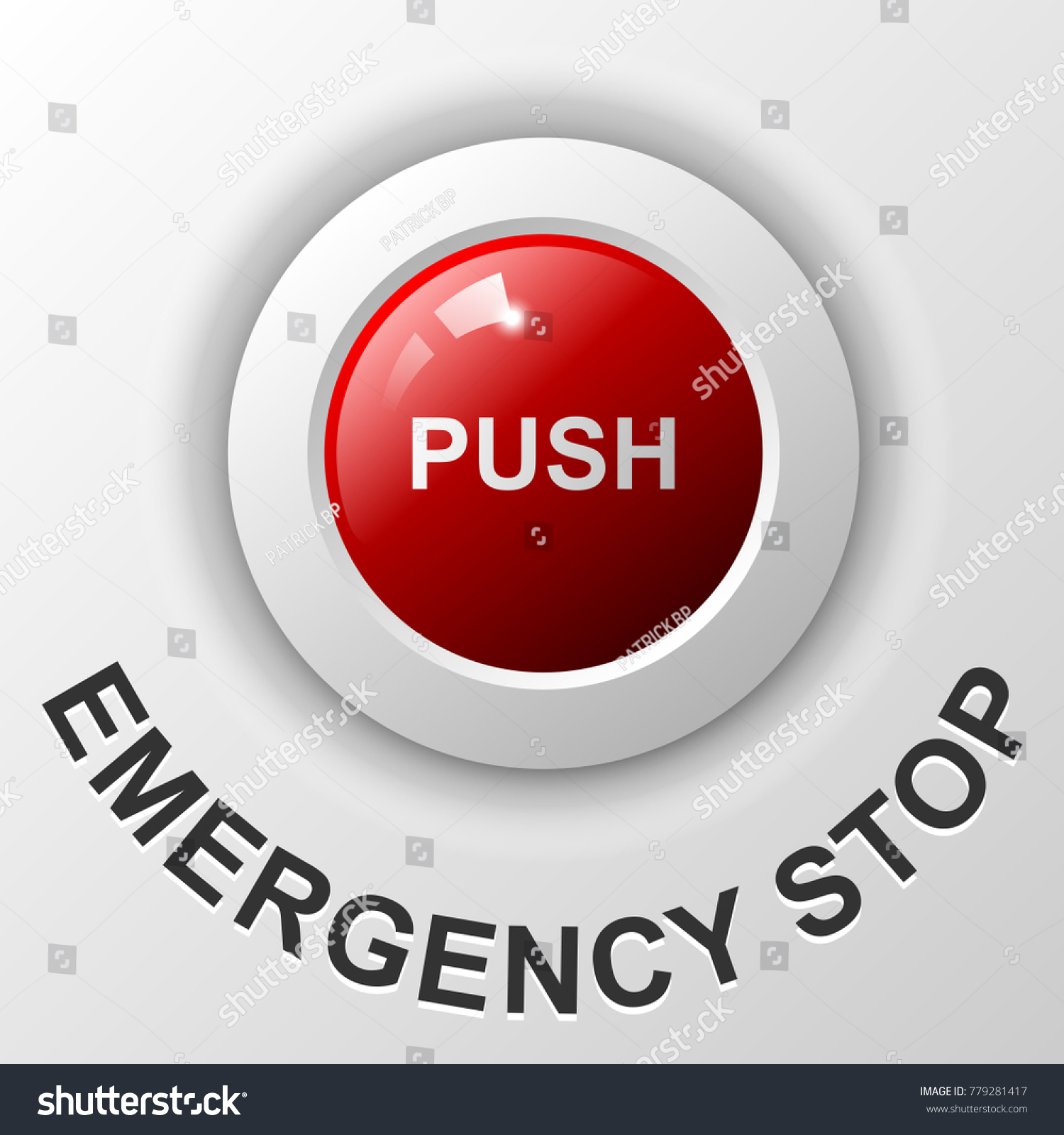 비상 정지 누름 단추, 빨간색 단추 스톡 벡터(로열티 프리) 779281417 | Shutterstock