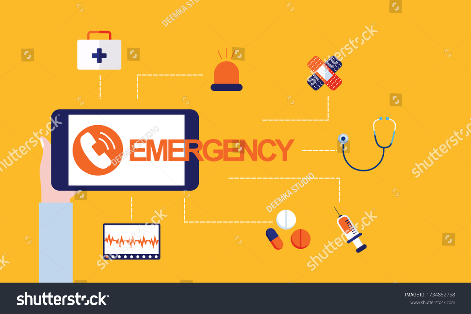 Emergency Word Concept Background Logo Vector Stock Vector (Royalty ...