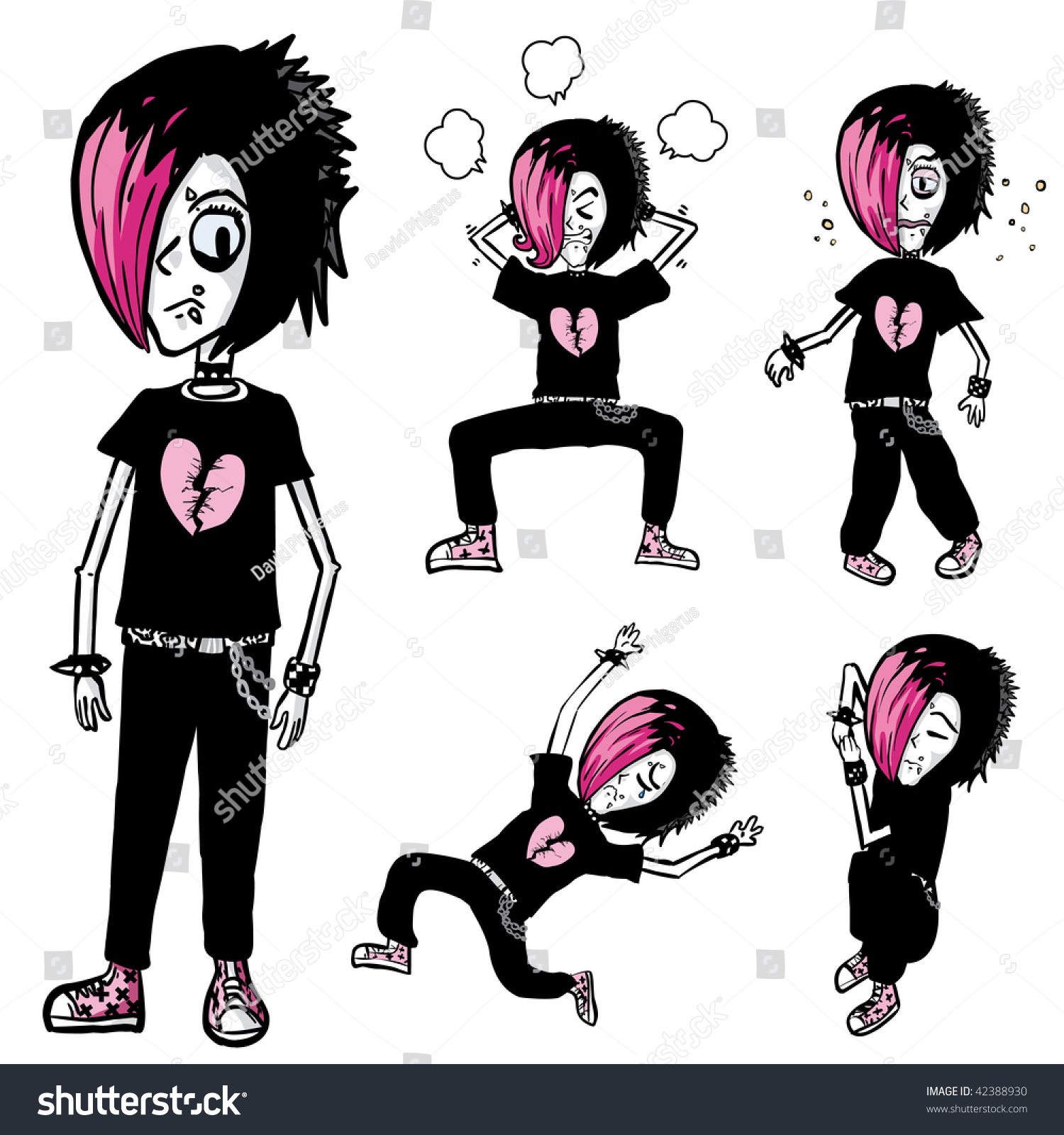 Emo Model Sheet Actions: Vector có sẵn (miễn phí bản quyền) 42388930 ...