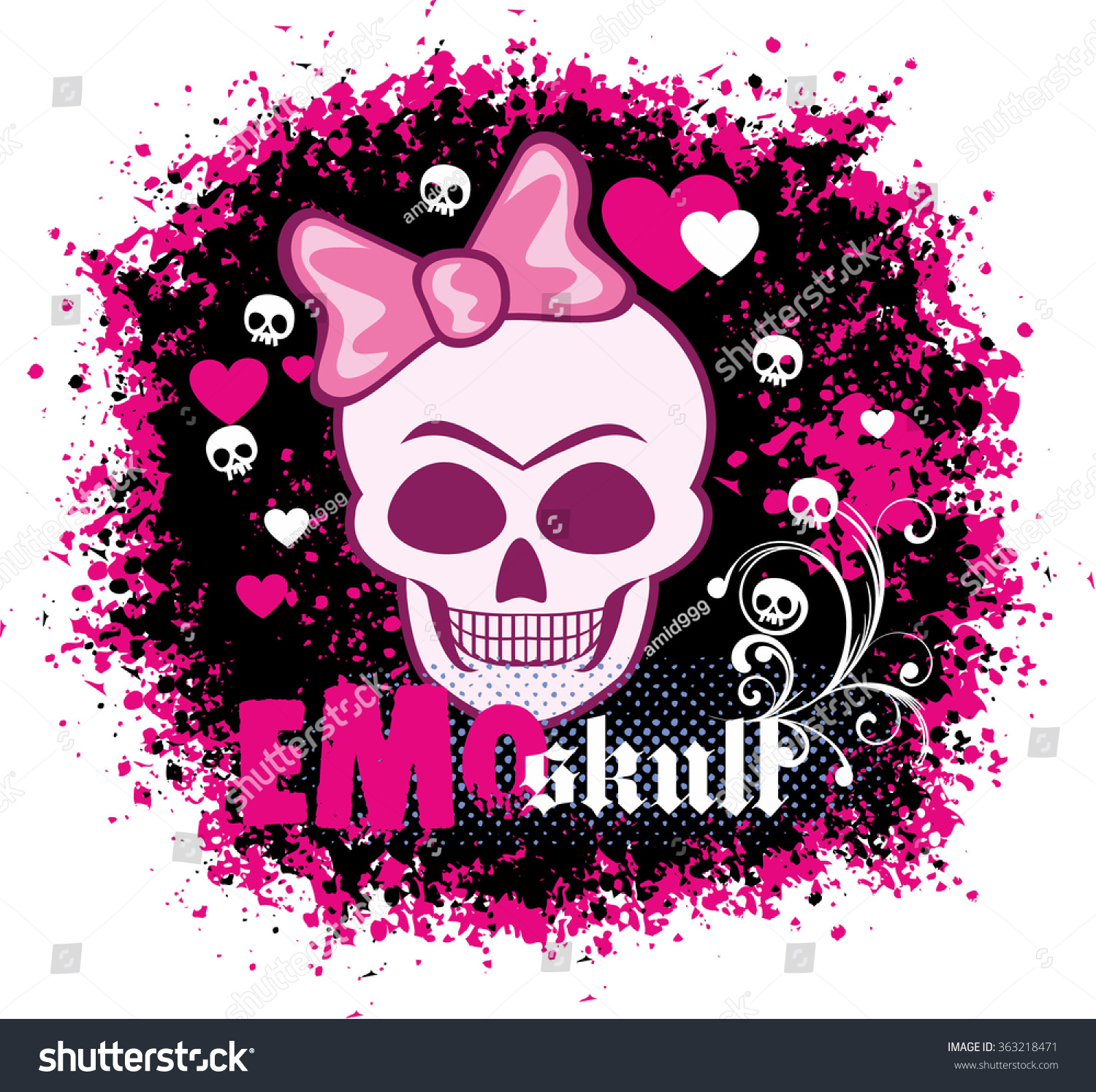Emo Skull Stock Vector 363218471 - Shutterstock