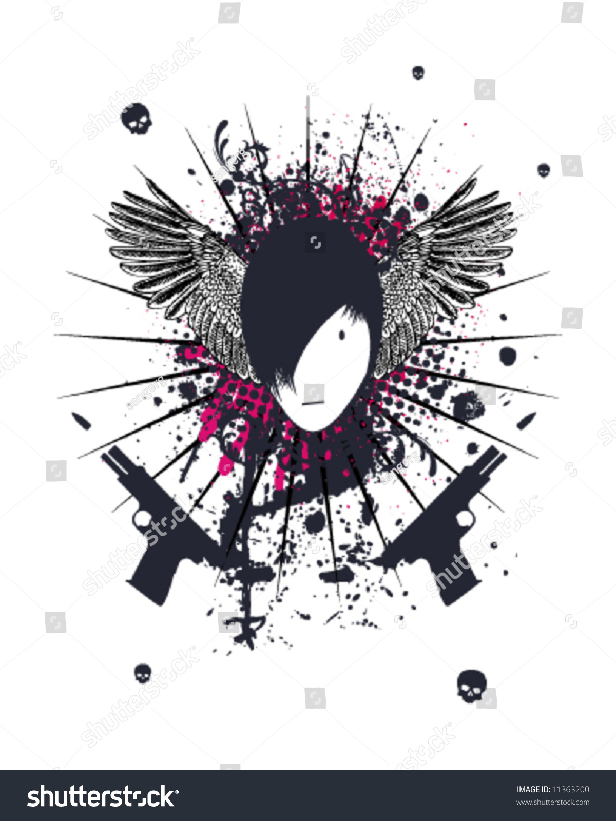 Emo Wings Pistoles Stock Vector (Royalty Free) 11363200