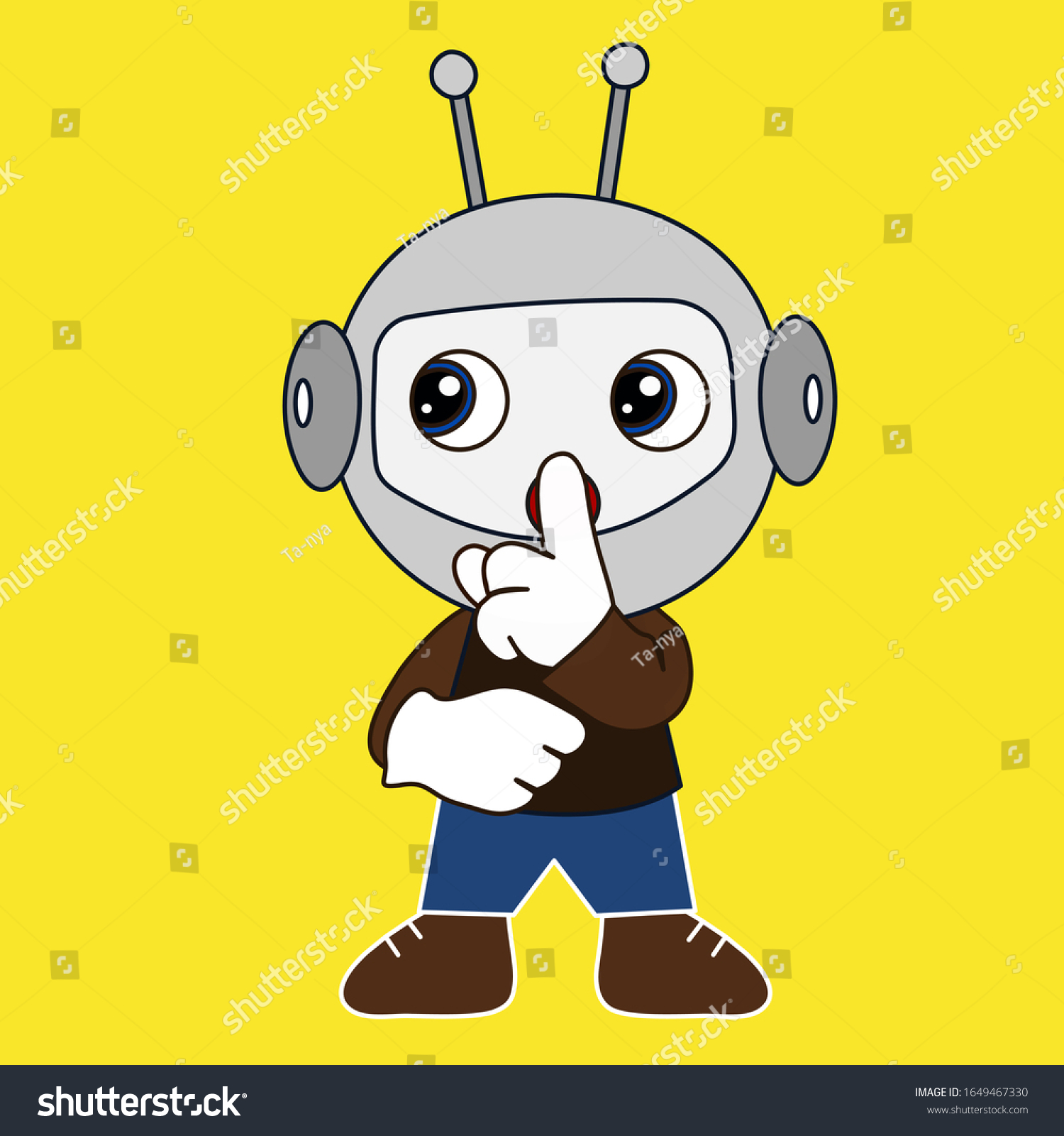 Emoji Chibi Character Shushing Shh Politely Vetor Stock Livre De Direitos 1649467330