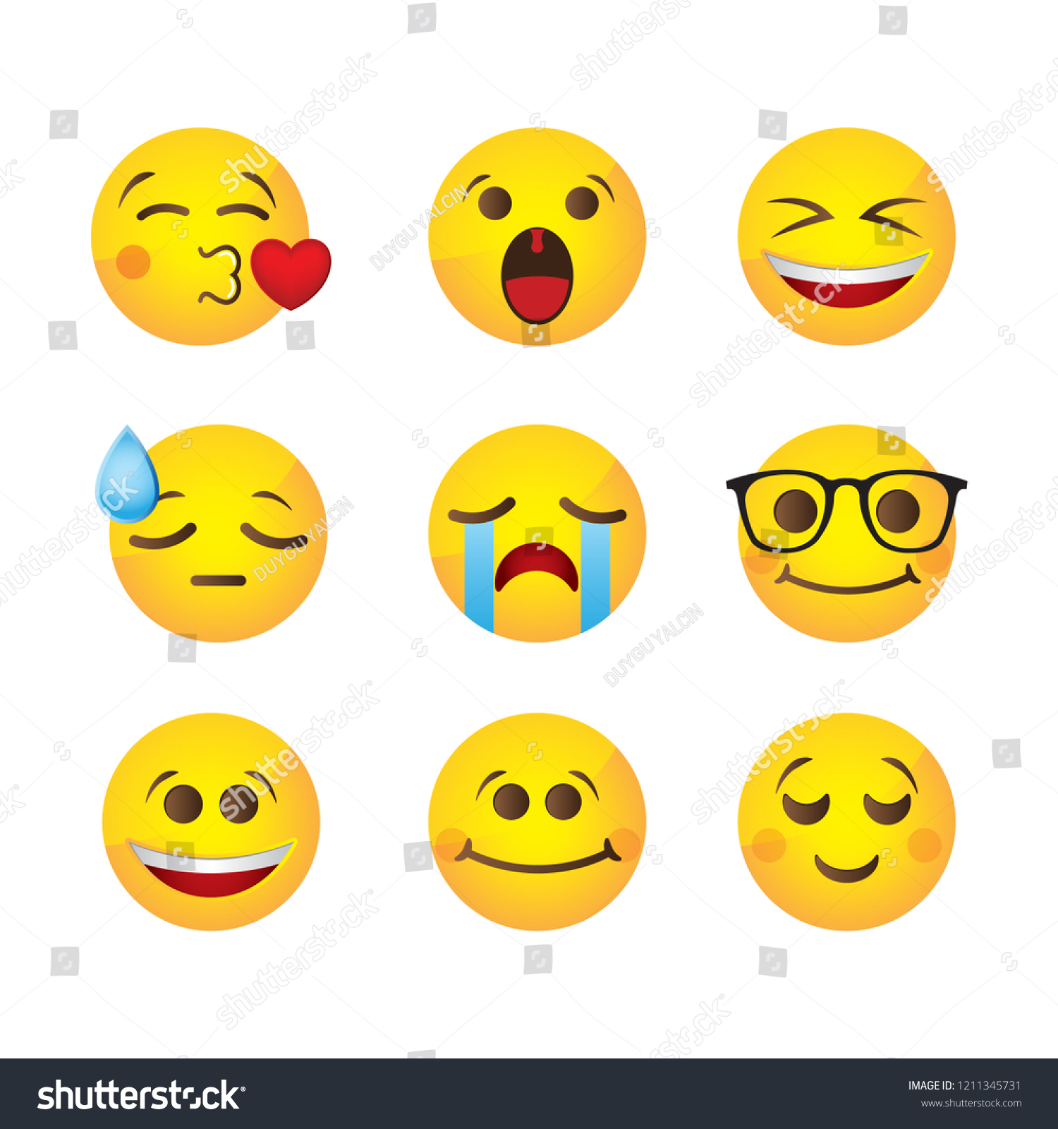Emoji Cute Face Vector Design Stock Vector (Royalty Free) 1211345731