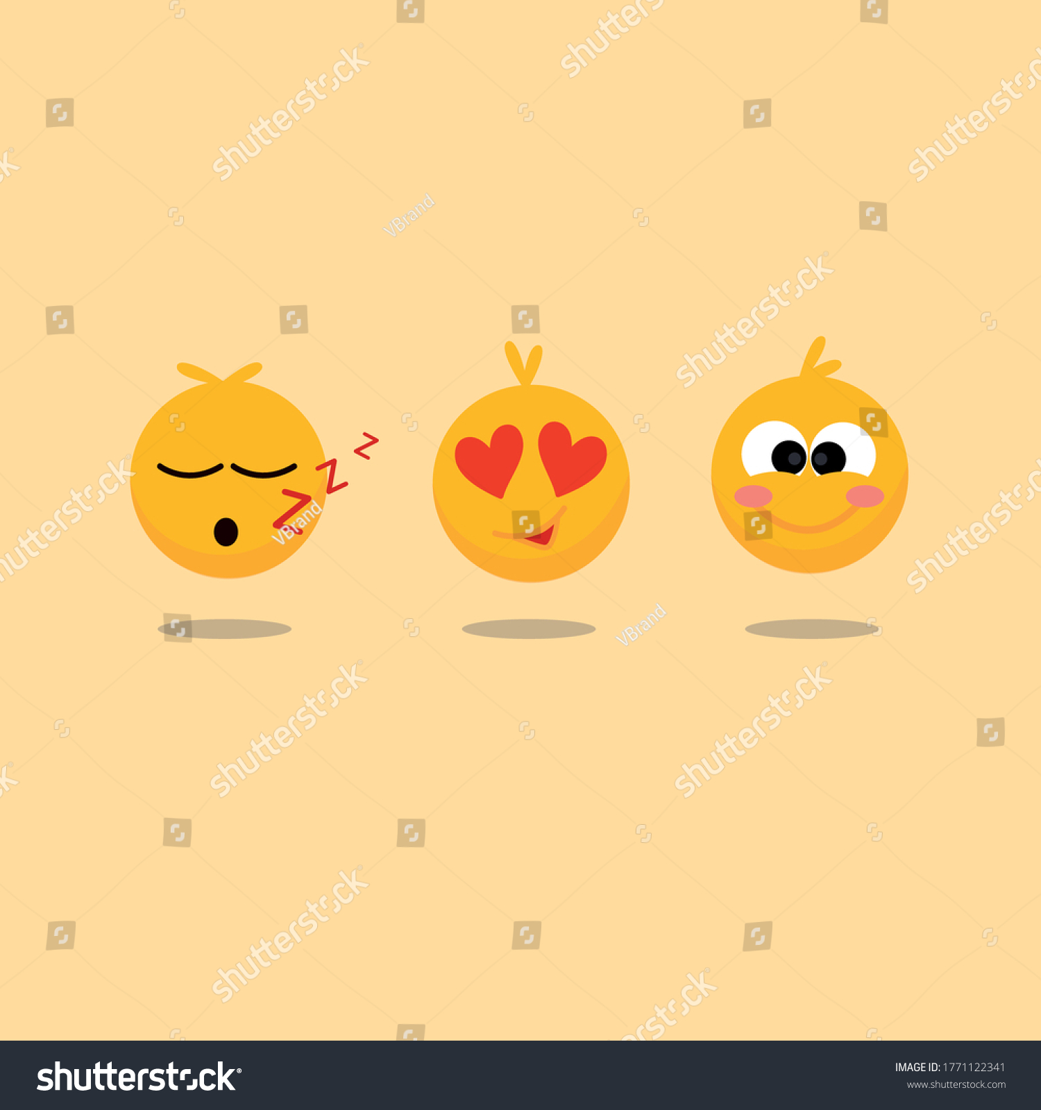Emoji Cute Head Set Emotion Vector Stock Vector (Royalty Free ...