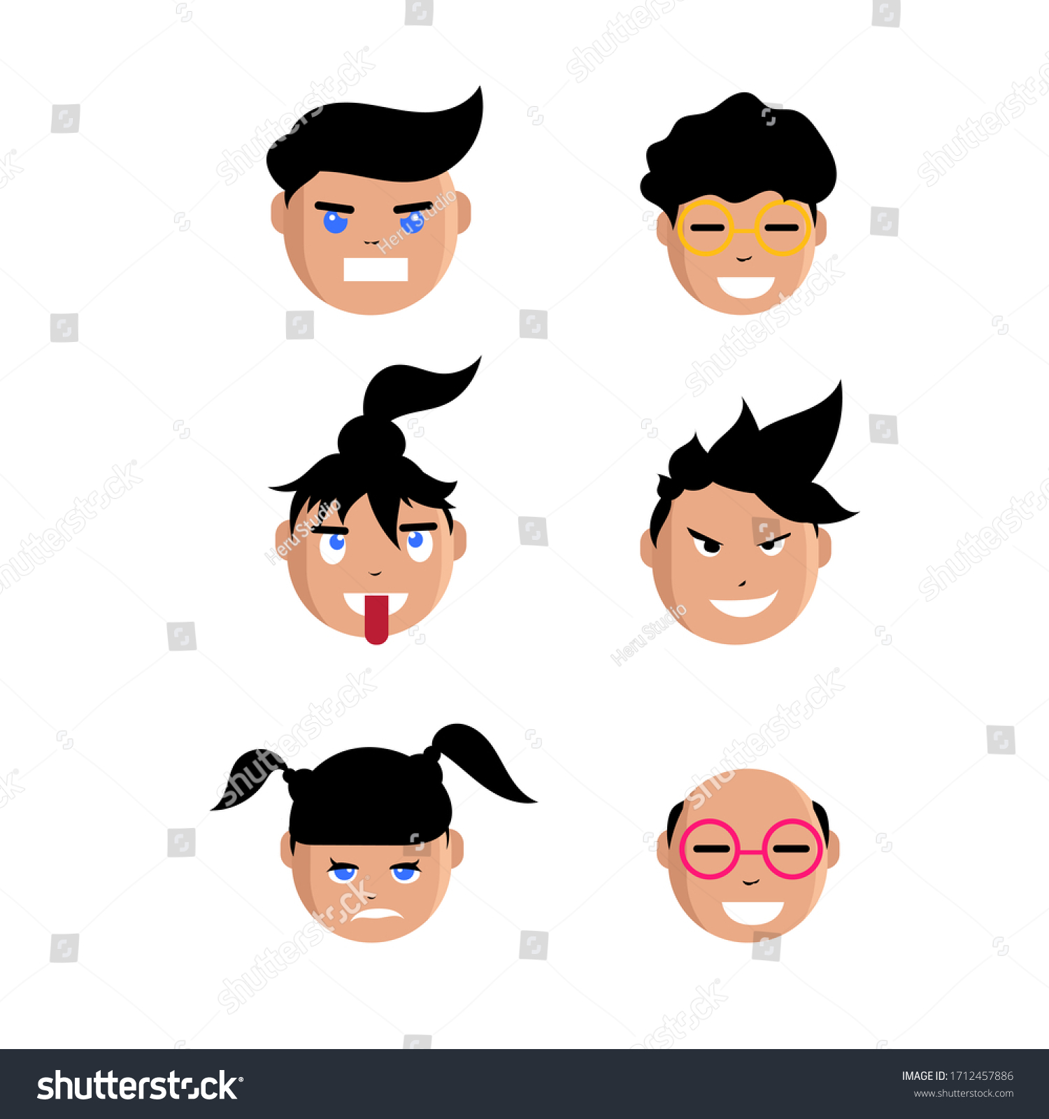 Emote Head Vector Illustration Stock Vector (Royalty Free) 1712457886 ...