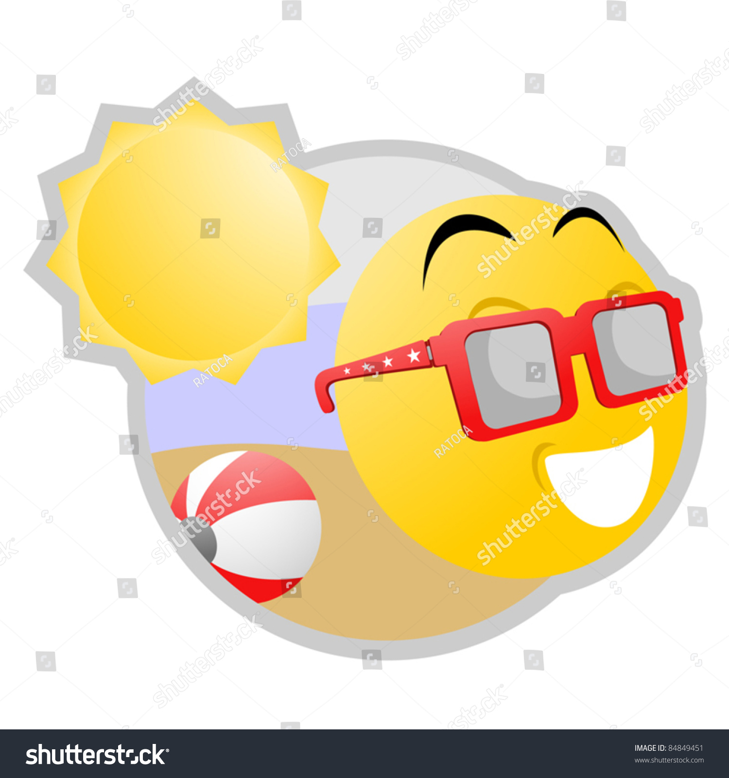 Emoticon Beach Stock Vector (Royalty Free) 84849451