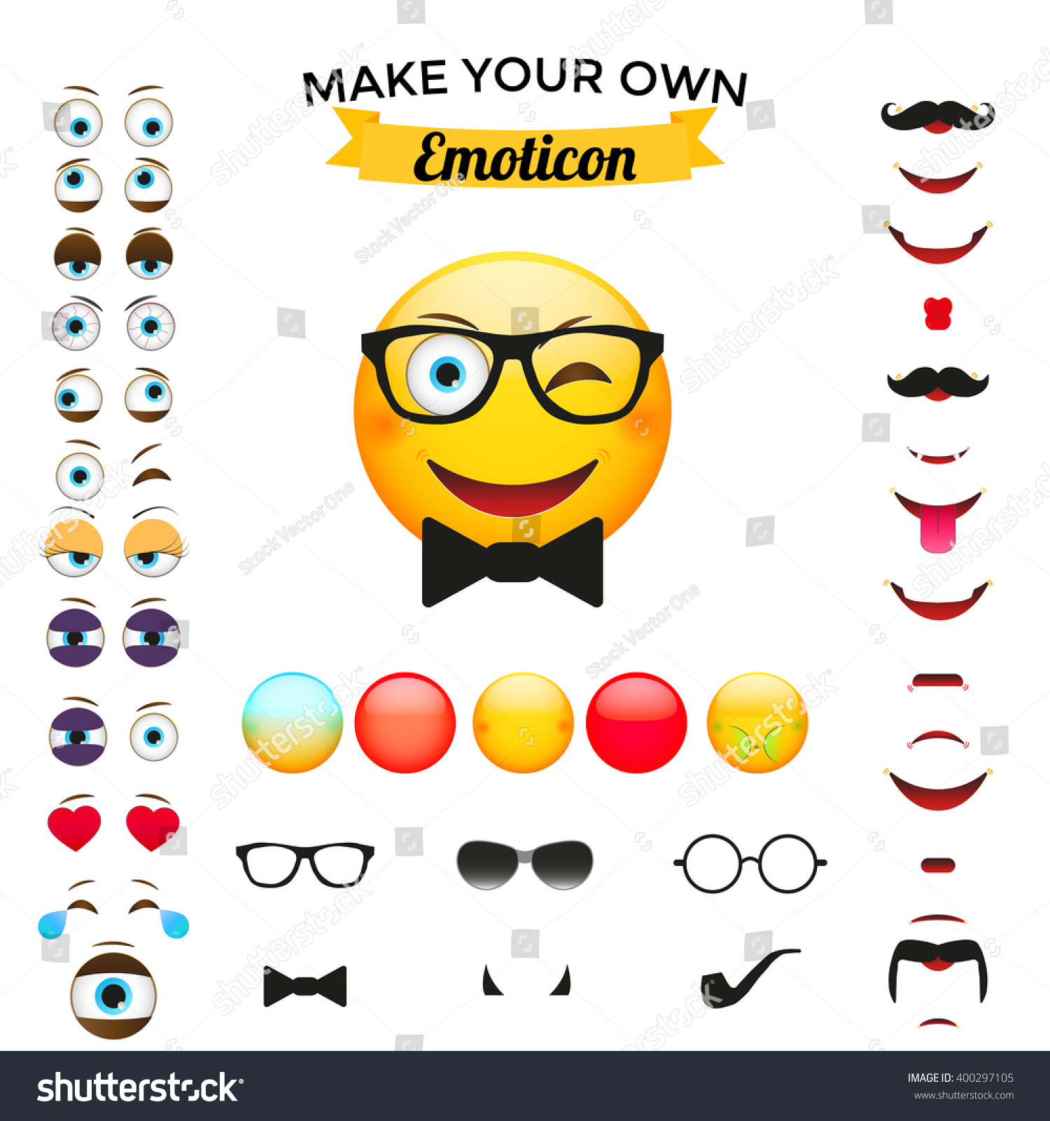 Emoticon Emoji Creator Collection Vector: стоковая векторная графика ...