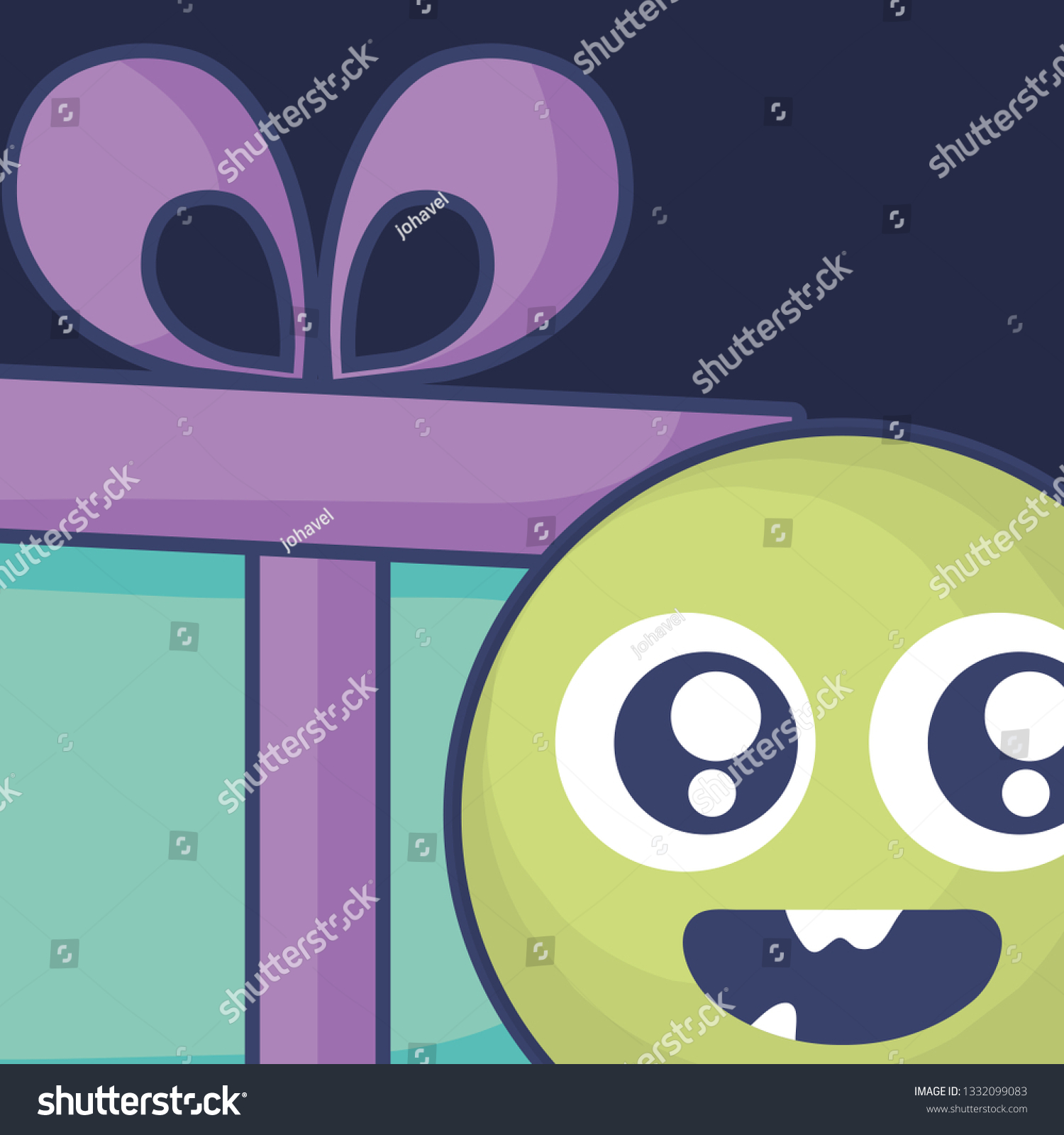 Emoticon Face Giftbox Present Stock Vector (Royalty Free) 1332099083
