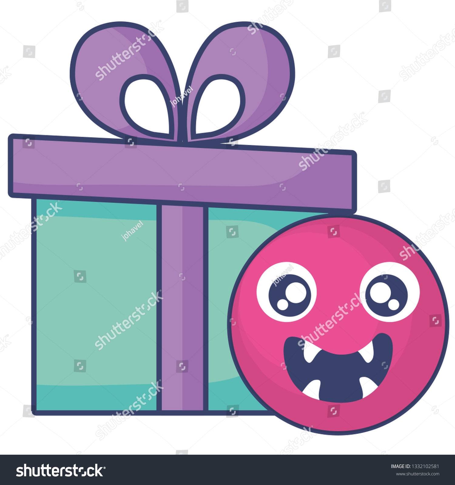 Emoticon Face Giftbox Present Stock Vector (Royalty Free) 1332102581