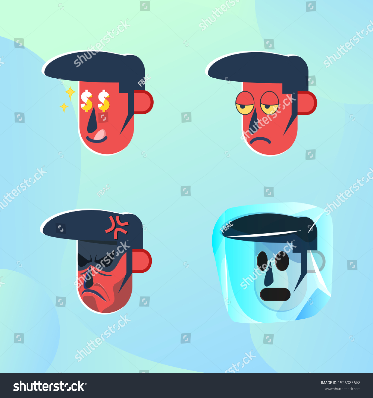 Vektor Stok Emoticon Sticker Set Vector Illustration (Tanpa Royalti ...