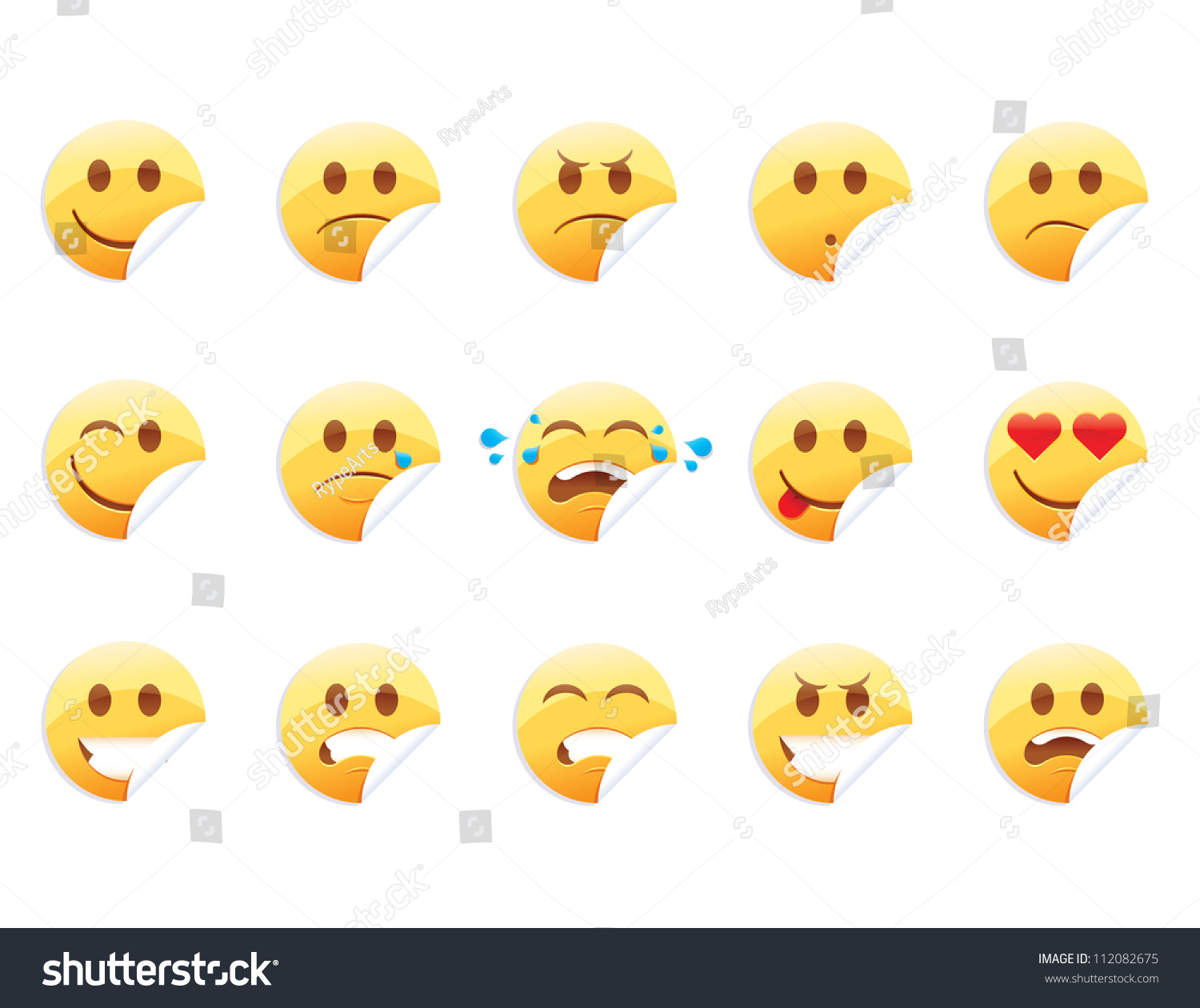 Emoticon Stickers Stock Vector (Royalty Free) 112082675