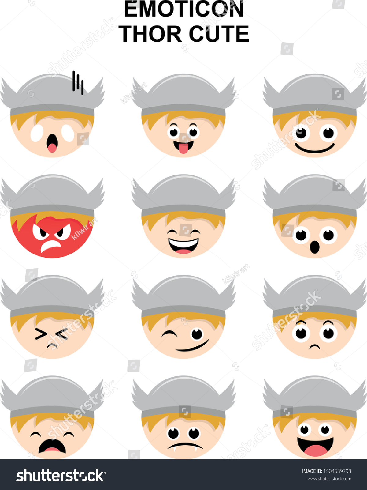 Emoticon Thor Cute Super Hero Marvel Stock Vector (Royalty Free ...