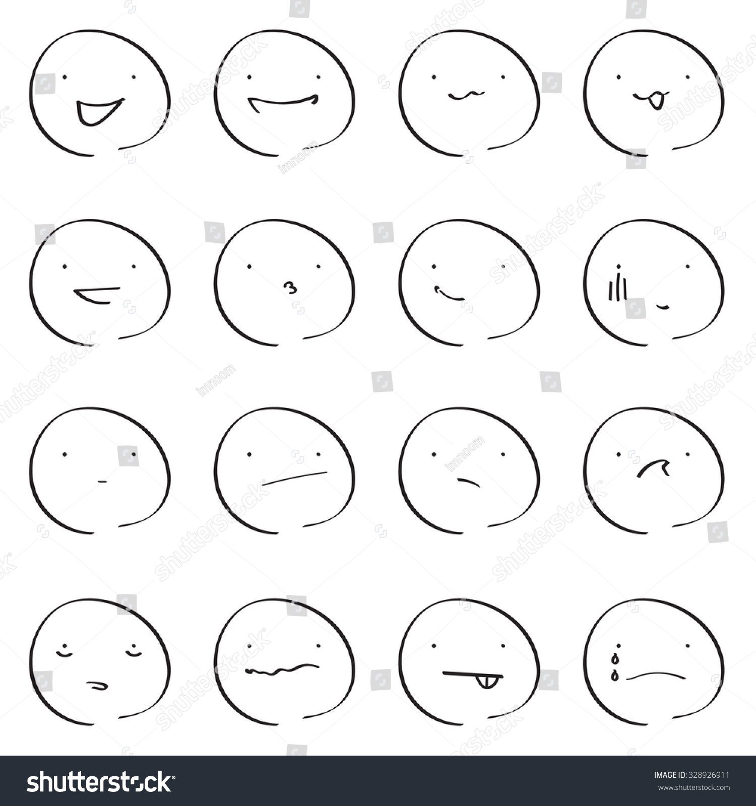 Emoticons Hand Drawn Set Stock Vector (Royalty Free) 328926911 ...