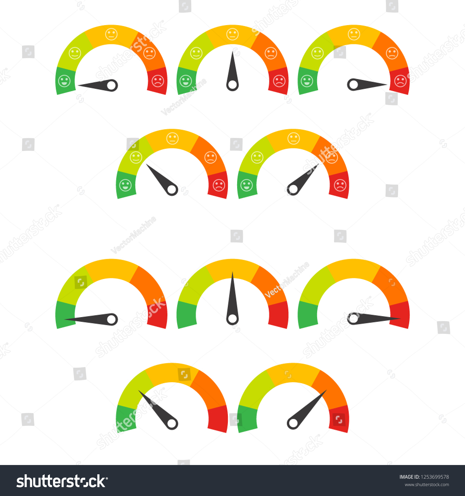 Emoticons Mood Scale Flat Isolated Vector: เวกเตอร์สต็อก (ปลอดค่า ...