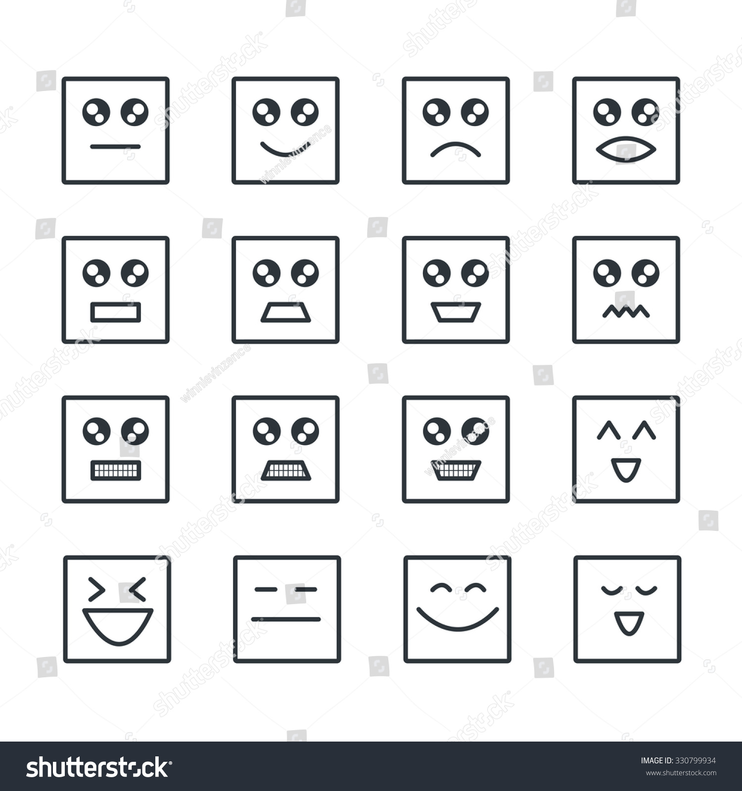 Emotion Icon Set Stock Vector (Royalty Free) 330799934
