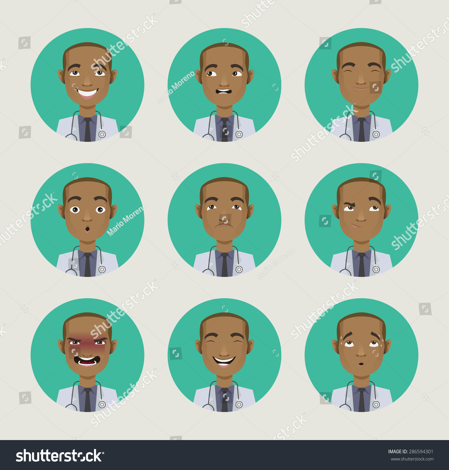 Emotions Doctor Faces Vector Characters: vetor stock (livre de direitos ...