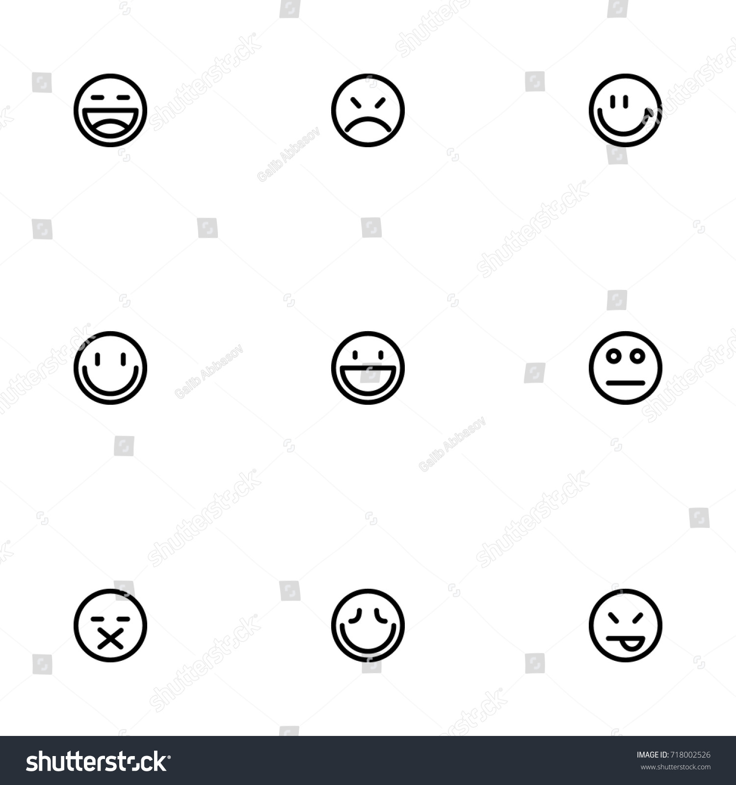 Emotions Vector Icon Set Stock Vector (Royalty Free) 718002526