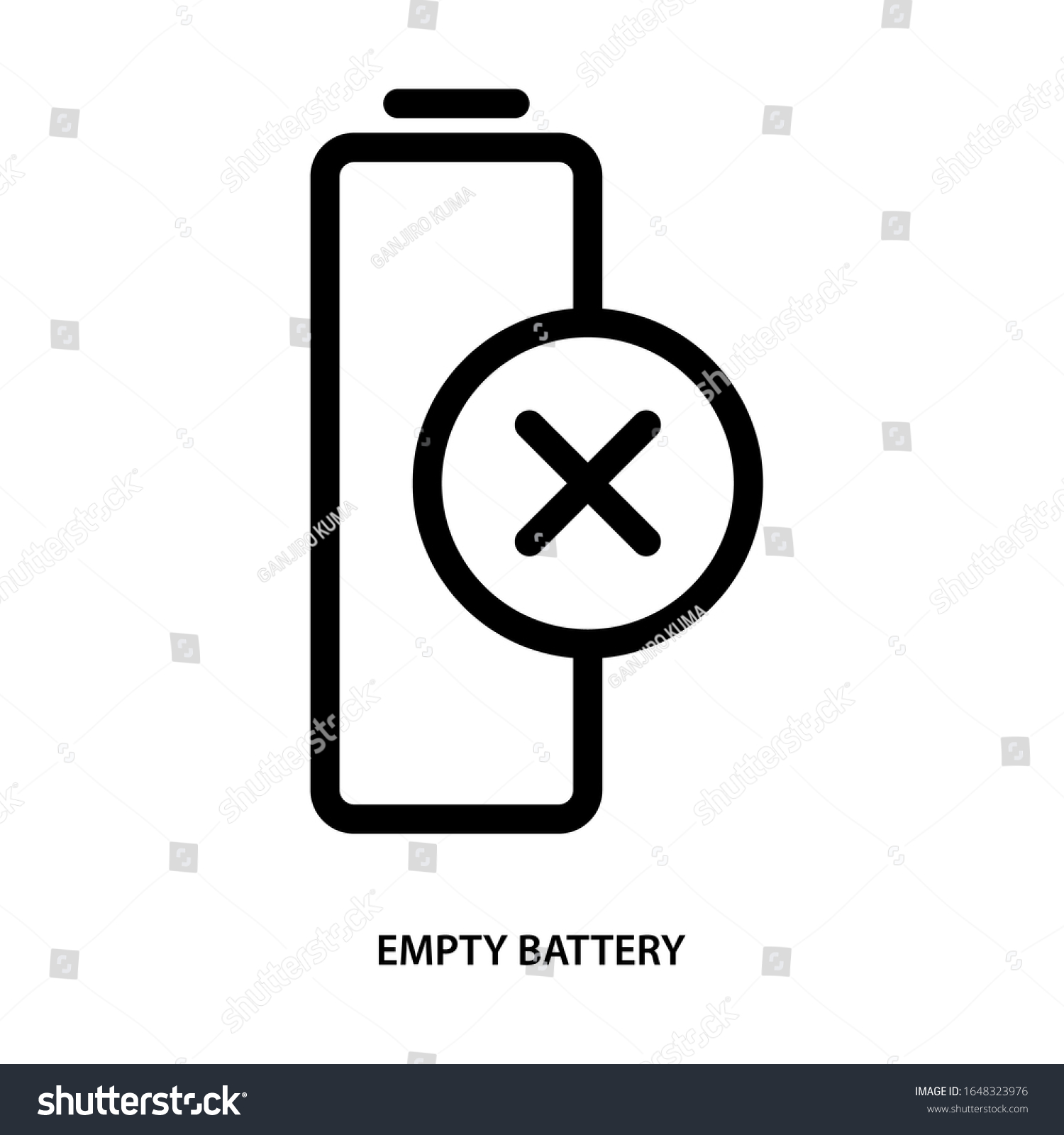 Empty Battery Icon Simple Design Line Stock Vector (Royalty Free ...