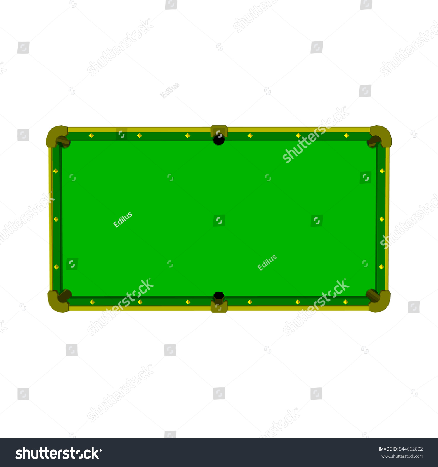 Empty Billiard Tableisolated On White Background3d Stock Vector ...