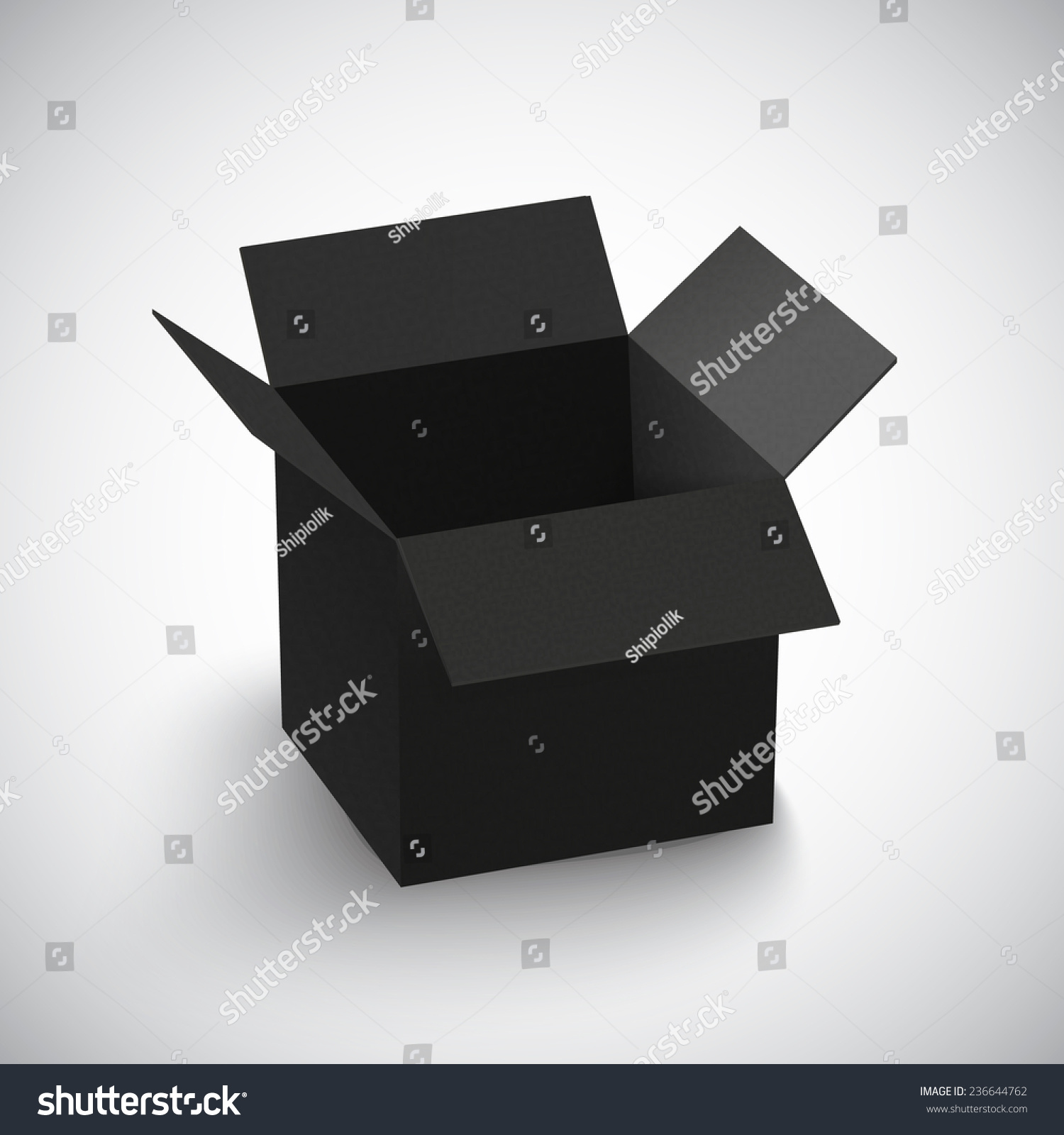 Empty Black Box Opened Isolated On Stock Vector (Royalty Free ...