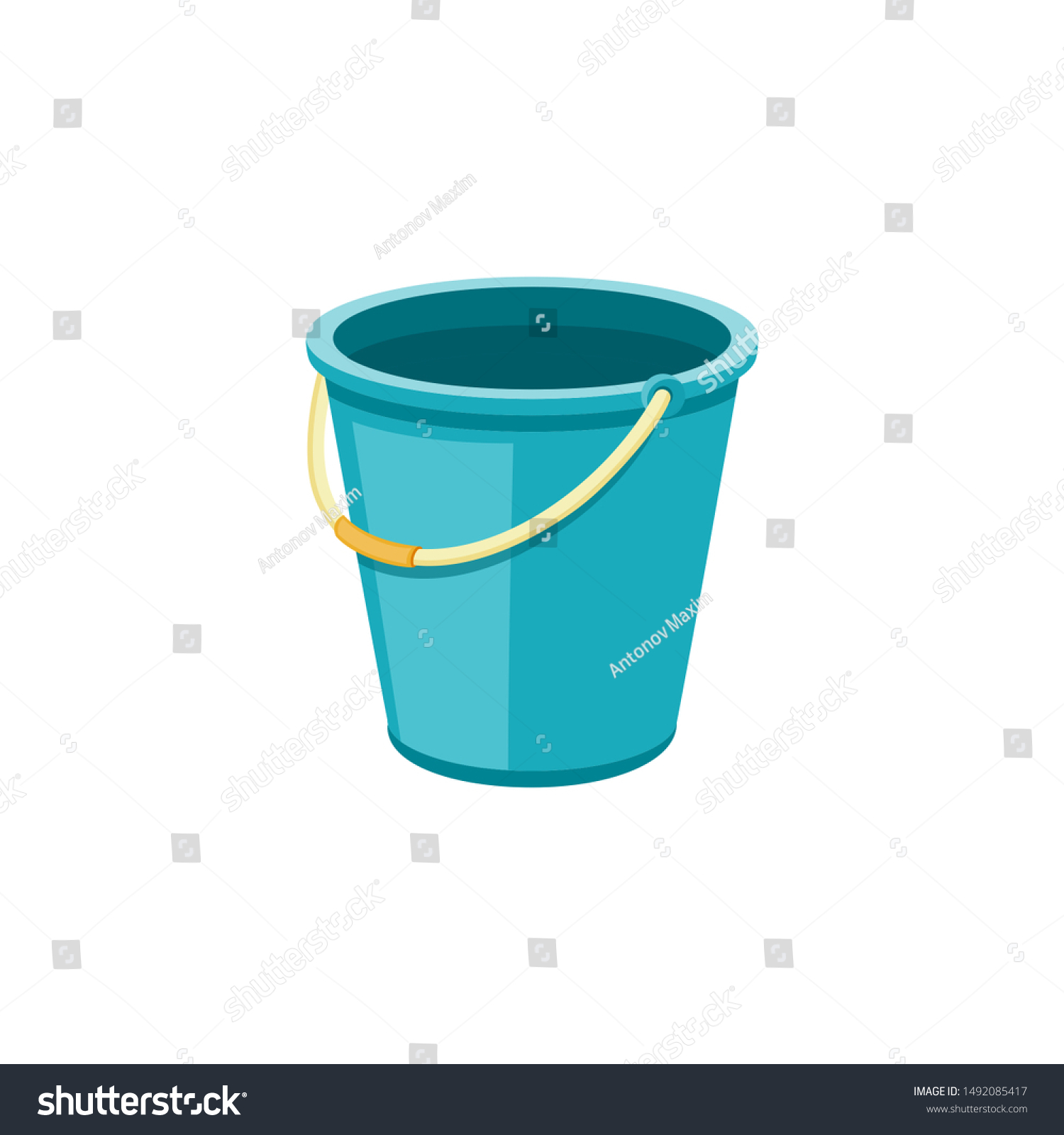 Empty Blue Bucket Vector Illustration Isolated Stock Vector (Royalty ...