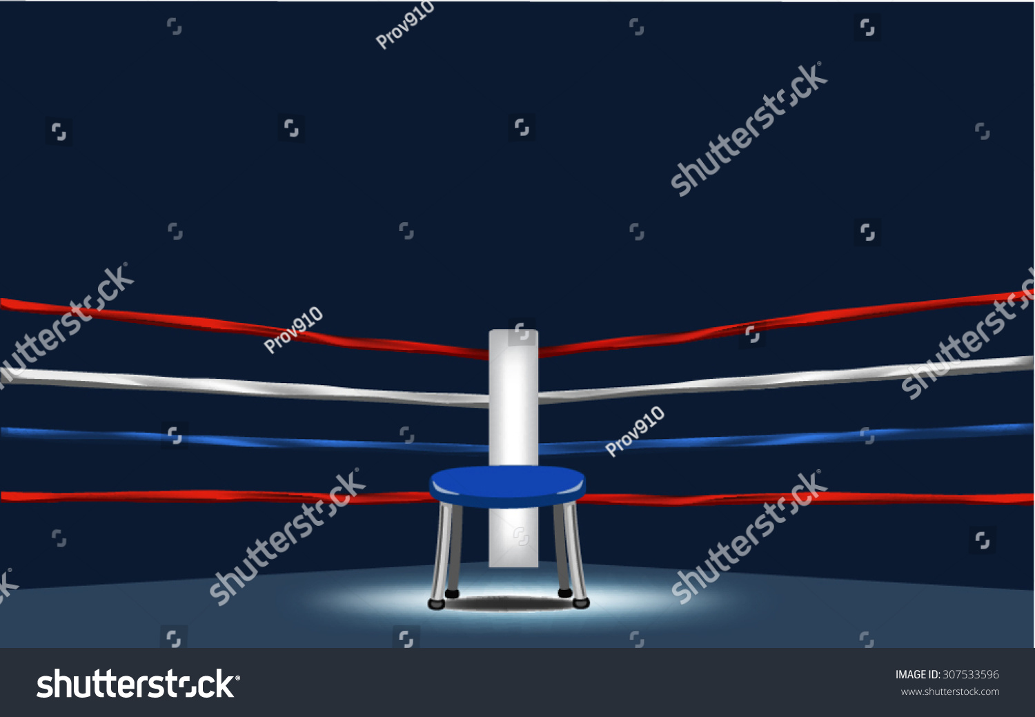 Empty Boxing Ring Corner Blue Chair Stock Vector (Royalty Free) 307533596