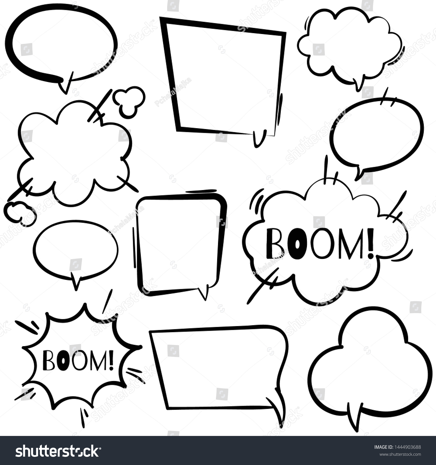 Empty Comic Bubbles Elements Set Vector: Vector có sẵn (miễn phí bản ...