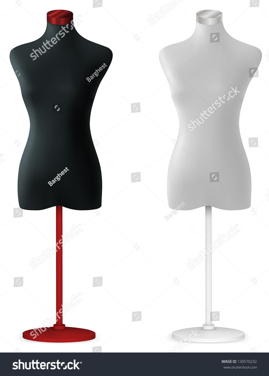Vektor Stok Empty Female Mannequin Torso Template (Tanpa Royalti ...