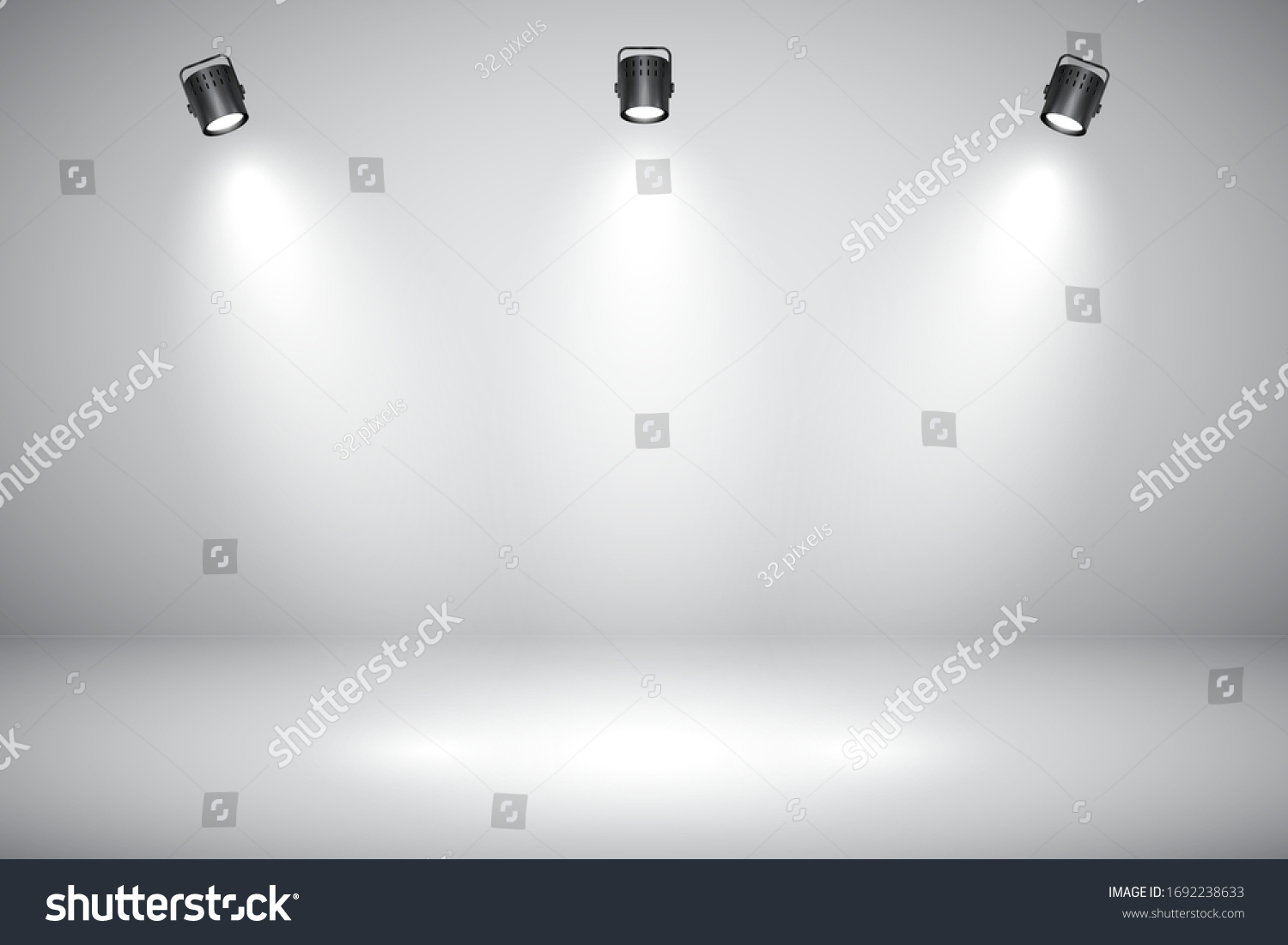 Empty Gray Studio Abstract Background Spotlights Stock Vector (Royalty ...