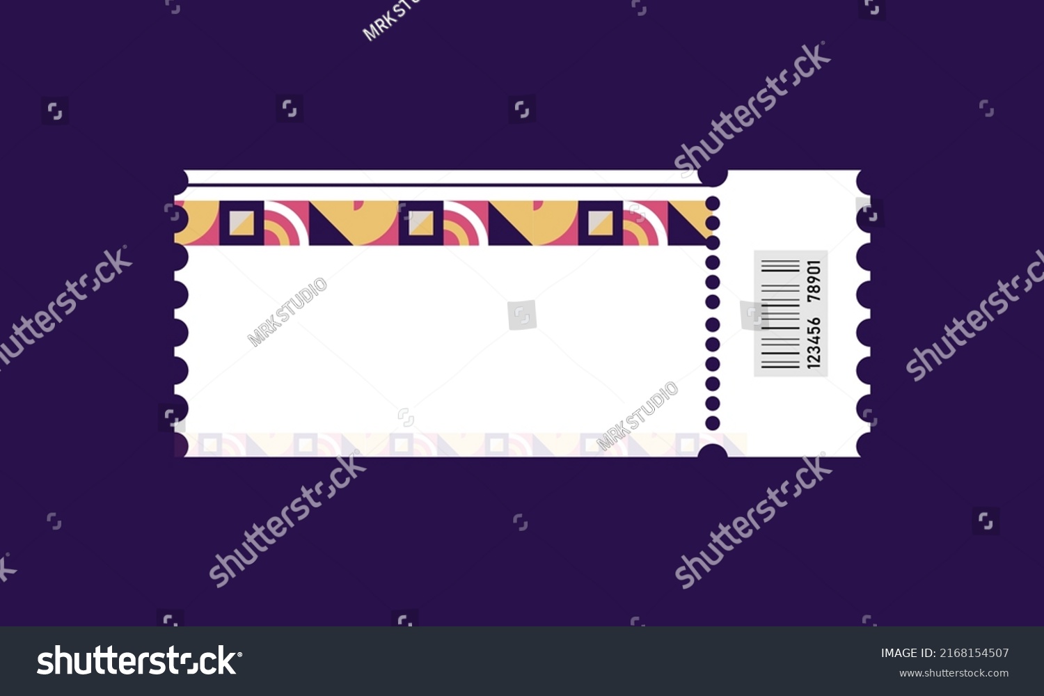 Empty Modern Geometric Ticket Template Design Stock Vector (Royalty ...