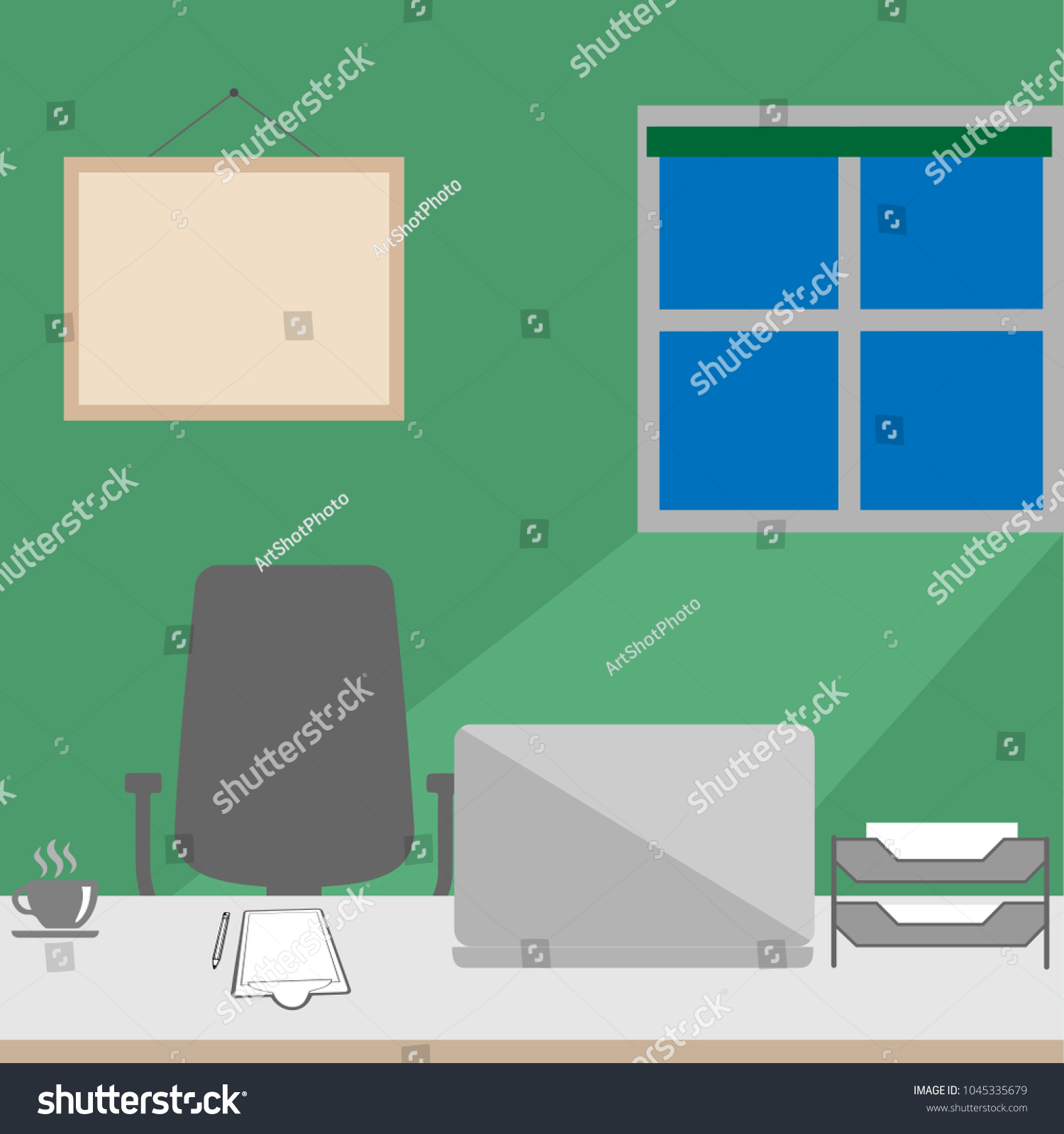 Empty Modern Office Interior Without Persons Stock Vector (Royalty Free ...