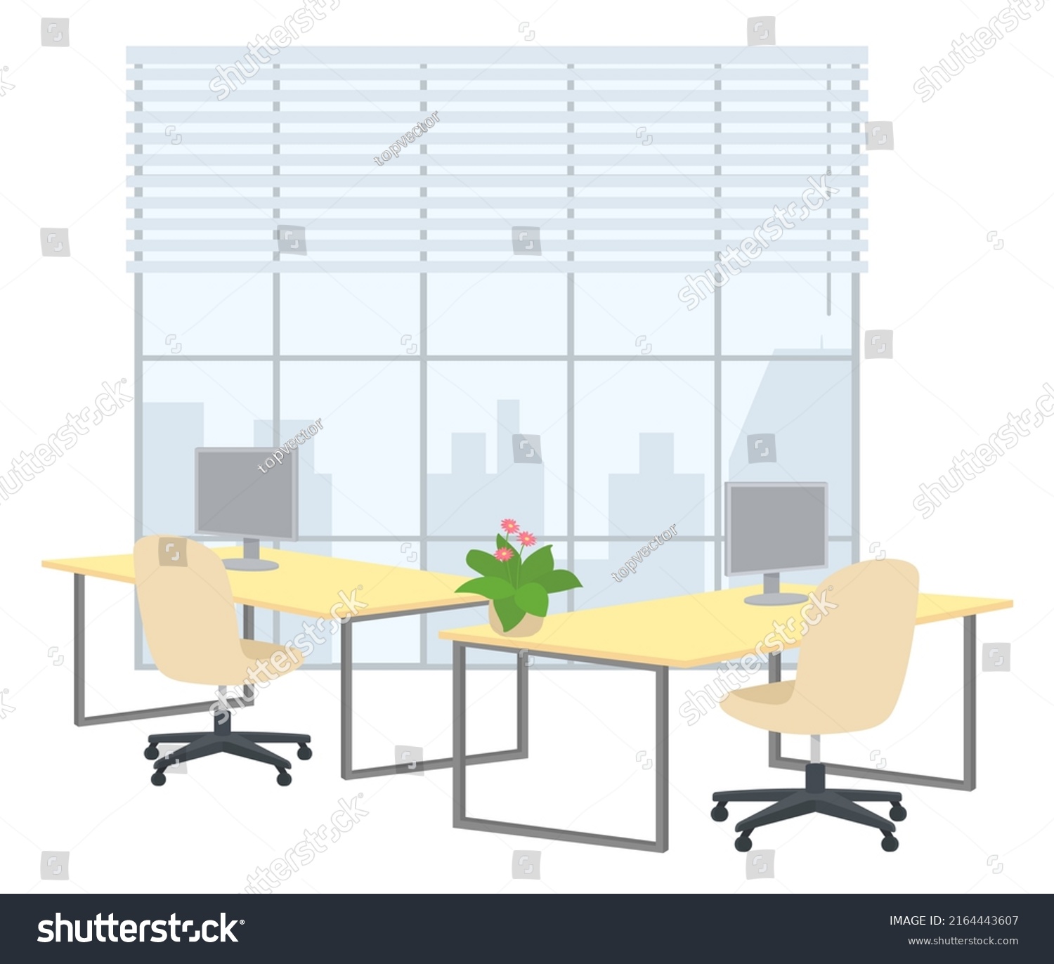 Empty Office Workplace Interior Design Business Stock Vector (Royalty ...