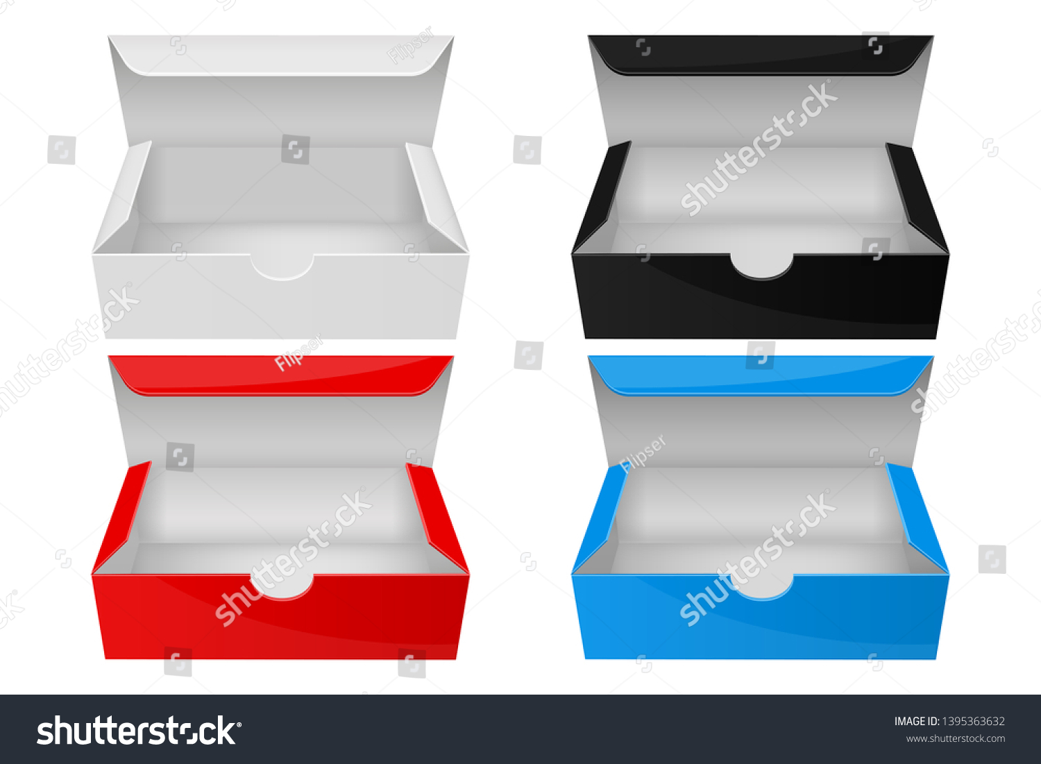 Empty Paper Boxes Open Colored Packaging: vector de stock (libre de ...