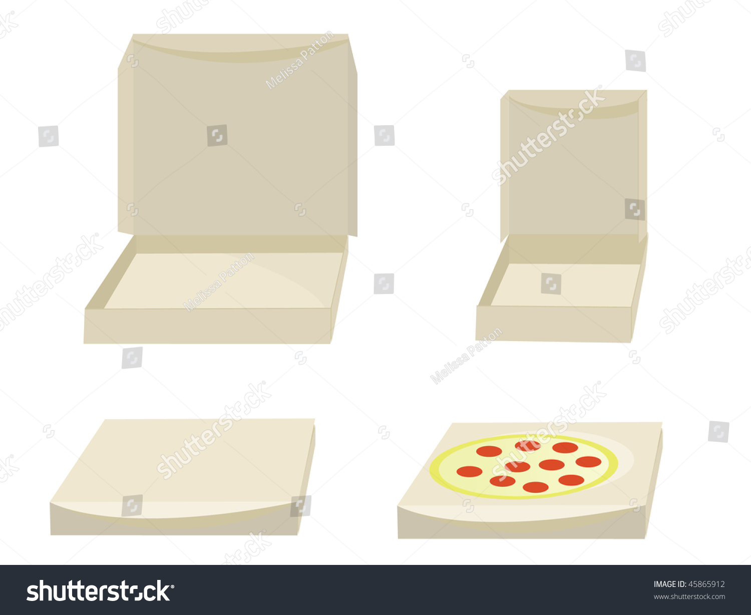 Empty Pizza Boxes Vector Version Stock Vector (Royalty Free) 45865912