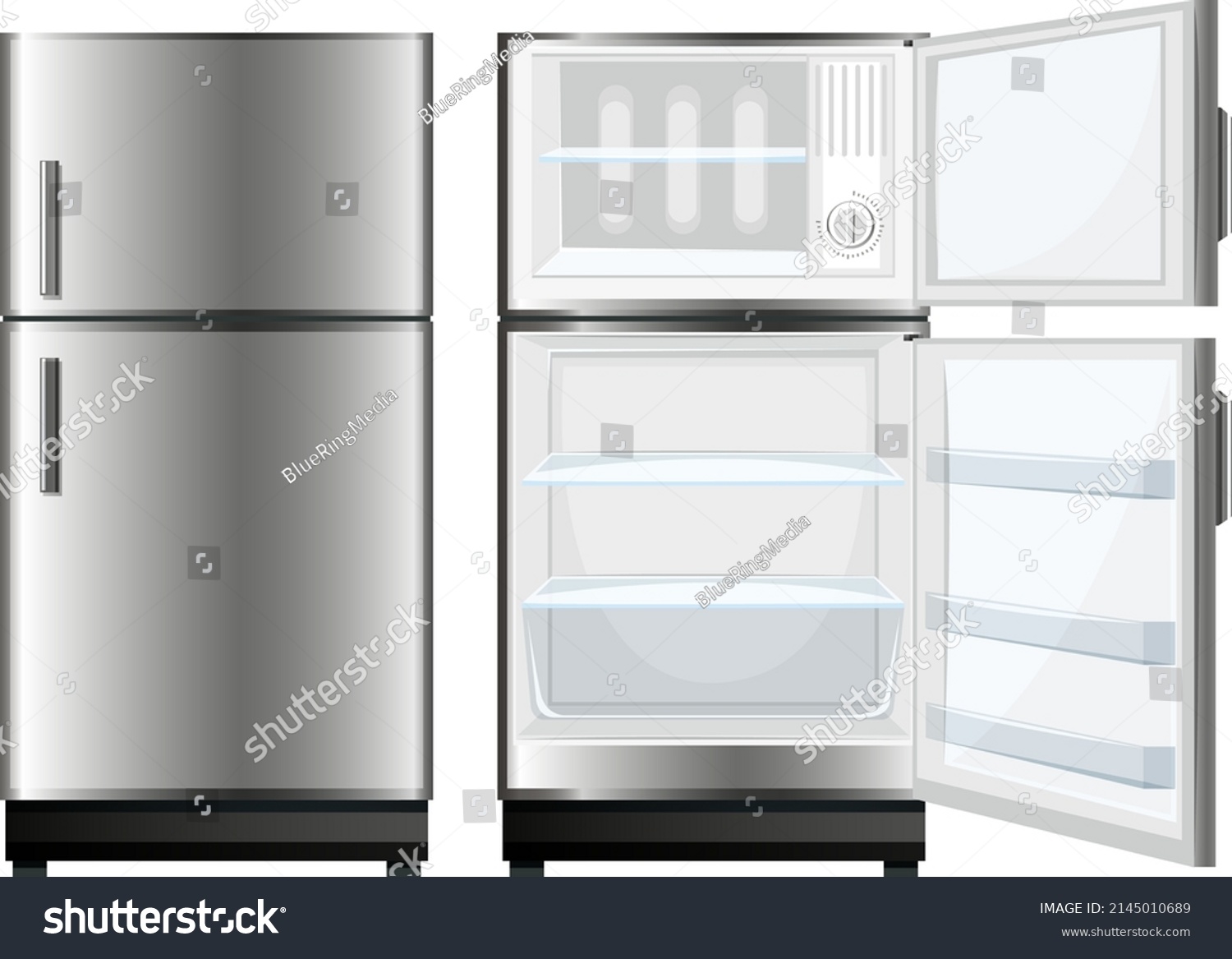 Empty Refrigerator Opened Door Illustration Stock Vector (Royalty Free ...