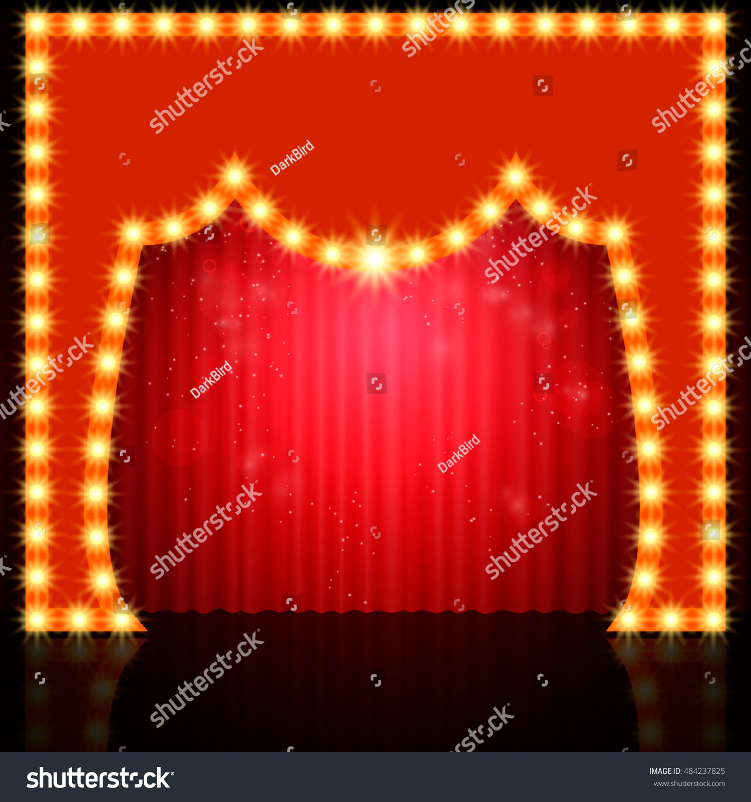 Empty Retro Stage Red Curtain Vector Stock Vector (Royalty Free ...