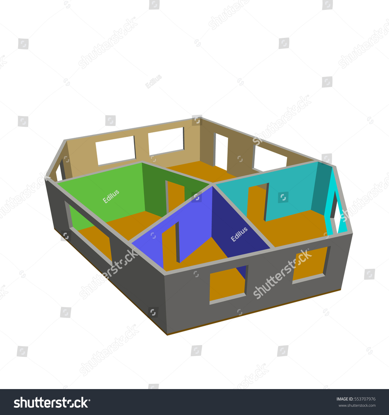 Empty Room Planisolated On White Background3d: vector de stock (libre ...