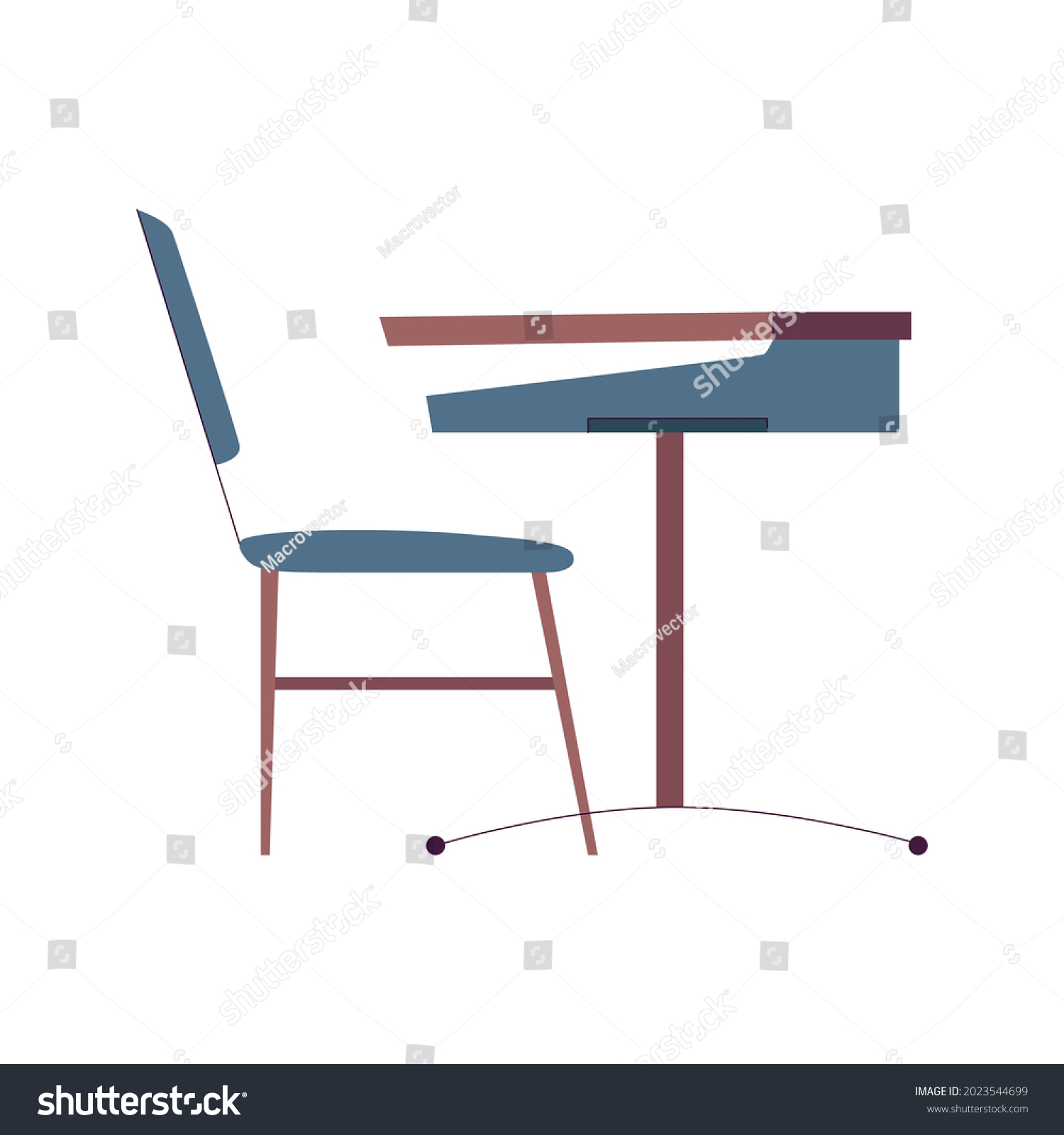 Empty School Desk Classroom Side View Stock Vector (Royalty Free ...