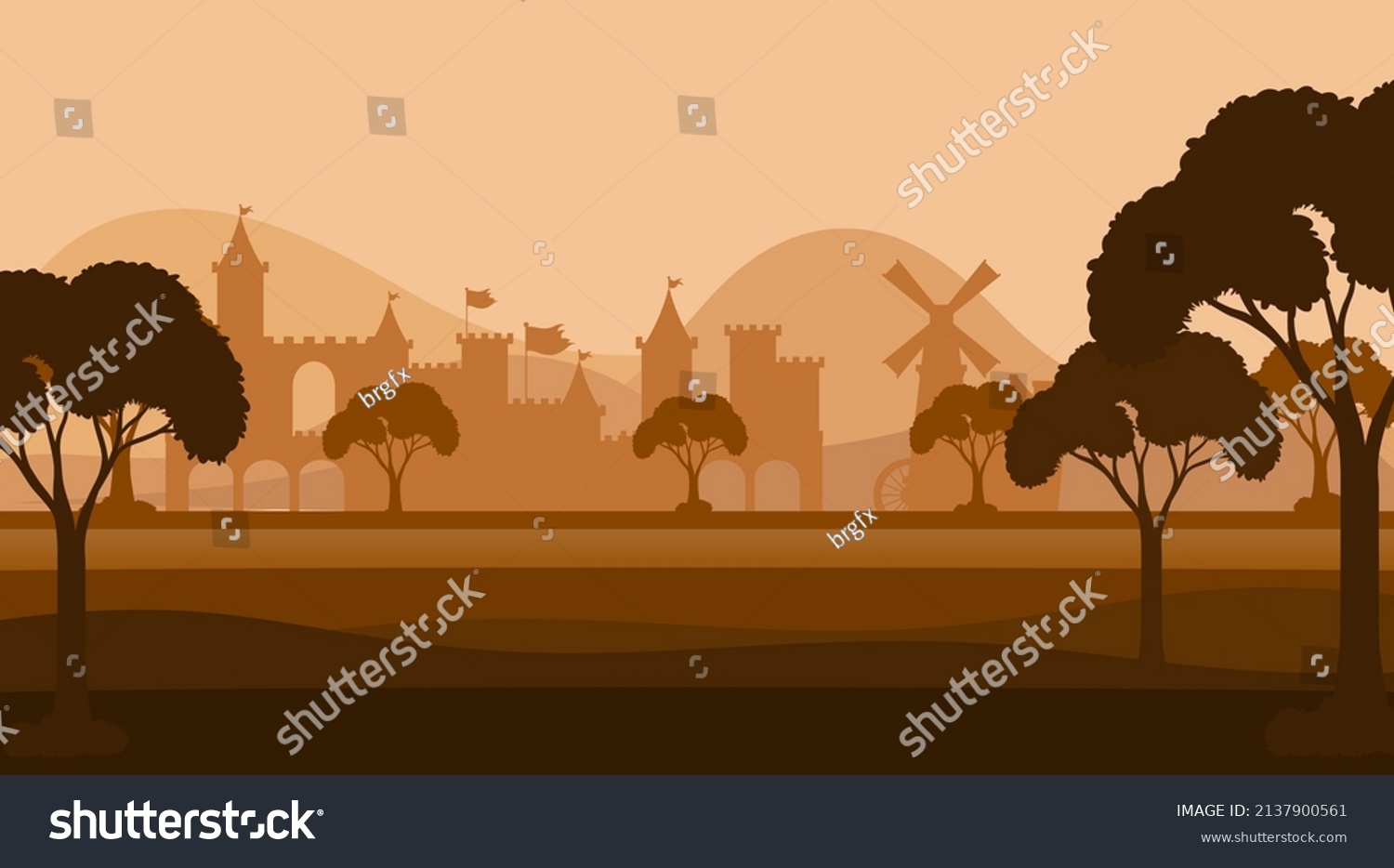 Empty Silhouette Medieval Background Illustration Stock Vector (Royalty ...