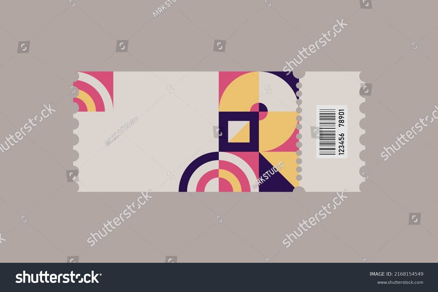 Empty Ticket Template Design Geometric Style Stock Vector (Royalty Free ...