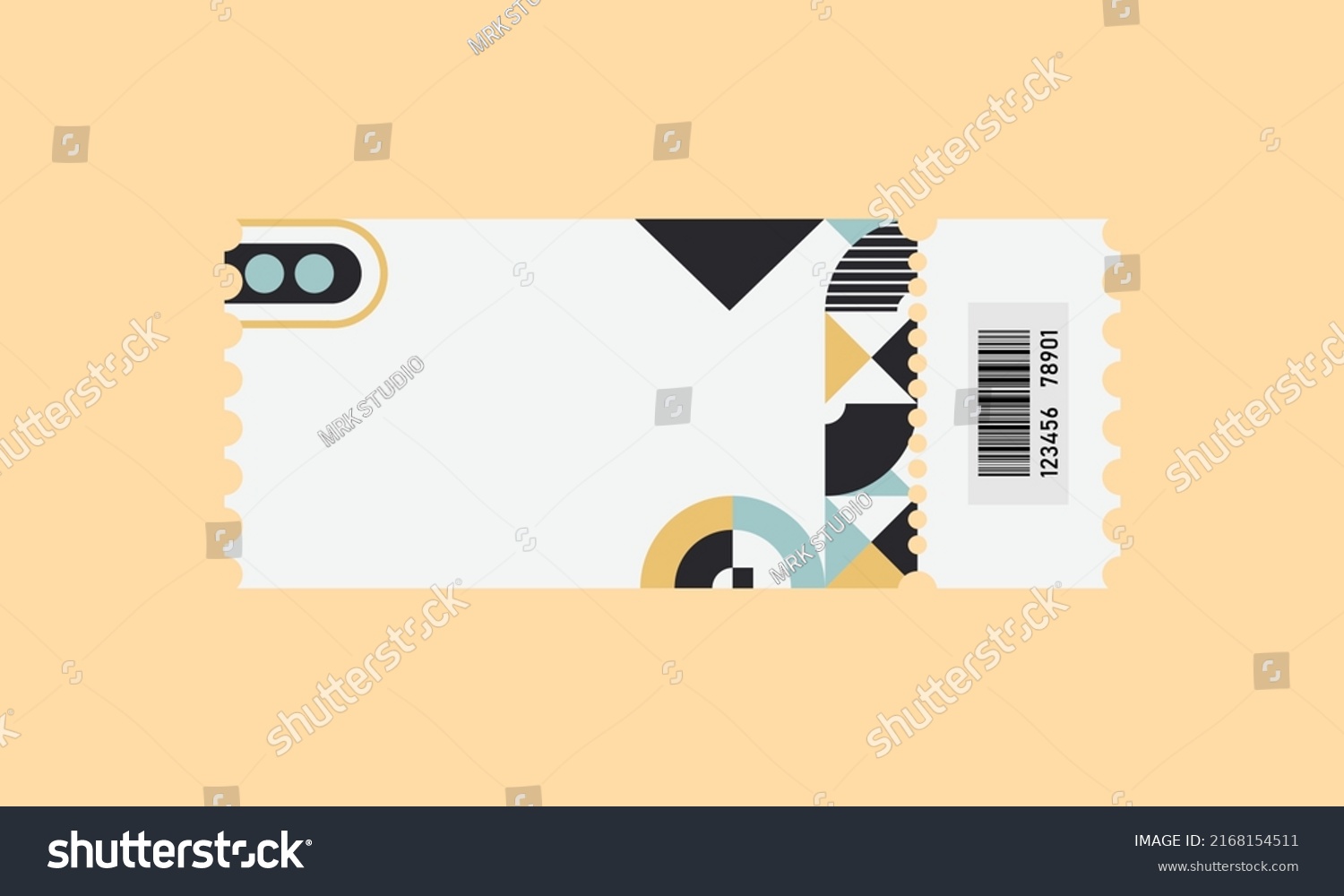 Empty Ticket Template Abstract Geometric Style Stock Vector (Royalty ...