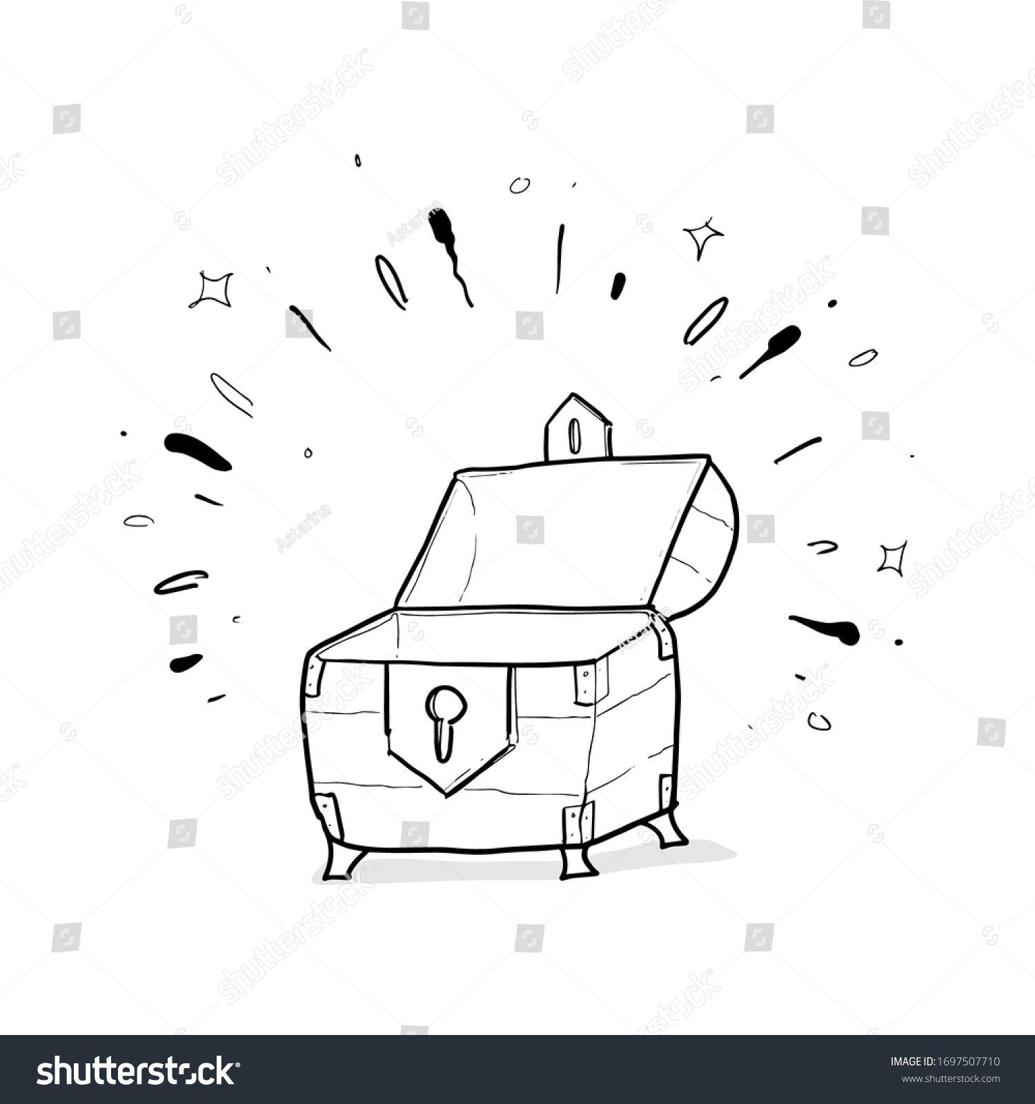 Empty Treasure Chest Hand Drawn Stock Vector (Royalty Free) 1697507710