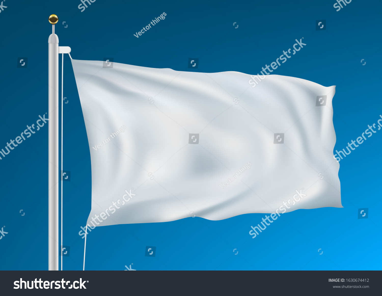 Empty White Clear Flag Waving Clean: vector de stock (libre de regalías ...