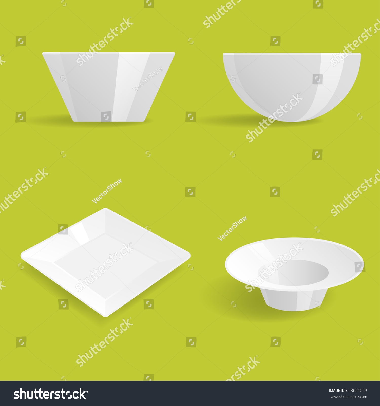 Empty White Plates Set Isolated Vector: vector de stock (libre de ...