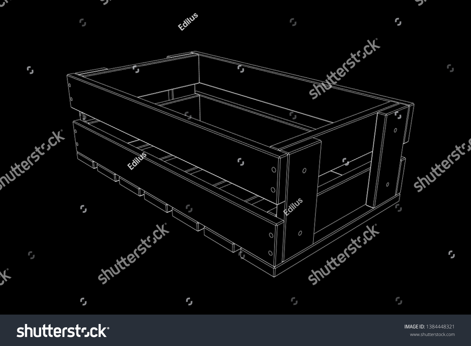 Empty Wooden Crate Vector Outline Illustration Stock Vector (Royalty ...