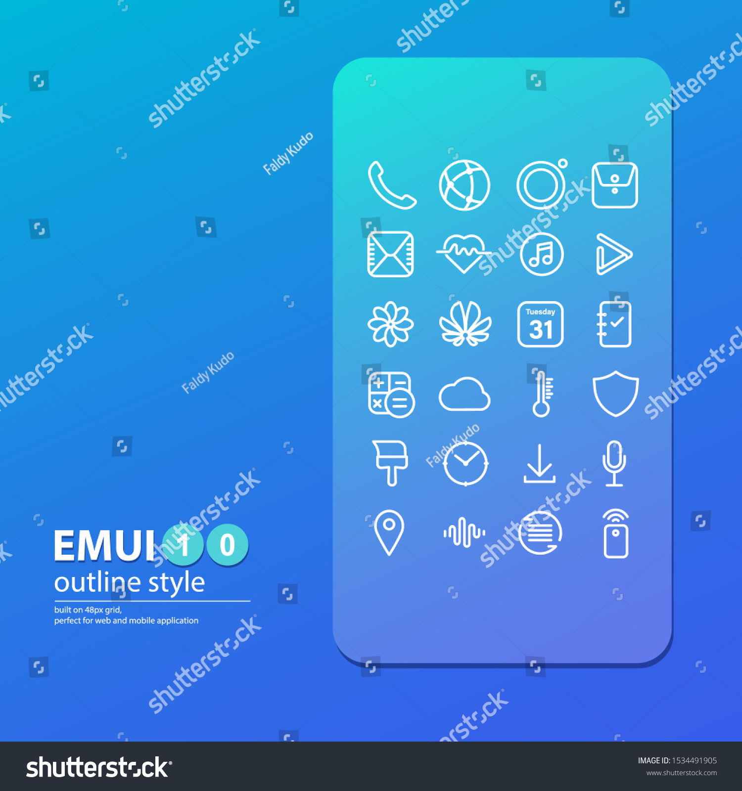 Emui 10 Icon Set Plus Mockup: เวกเตอร์สต็อก (ปลอดค่าลิขสิทธิ์ ...