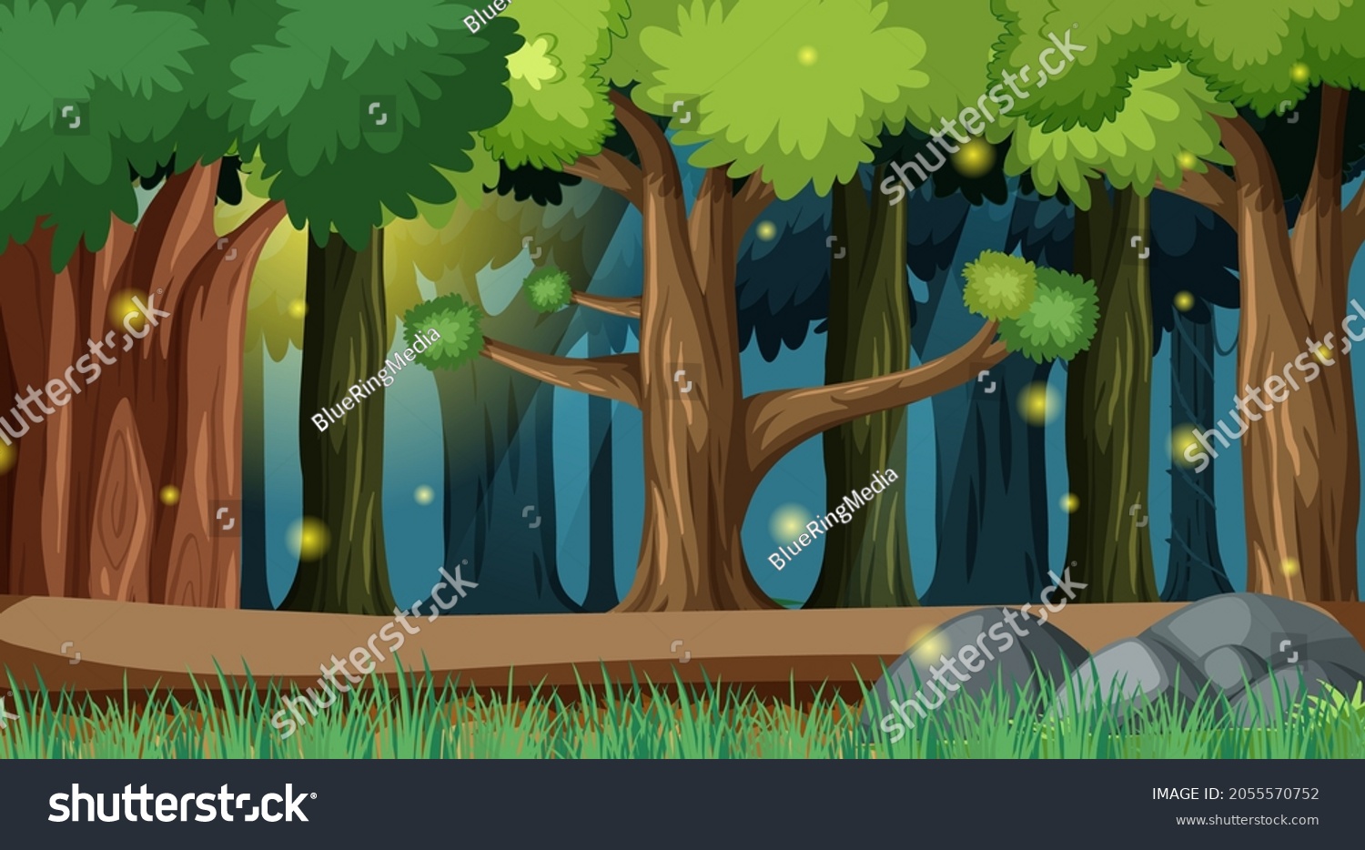 Enchanted Forest Landscape Background Illustration Stock Vector ...
